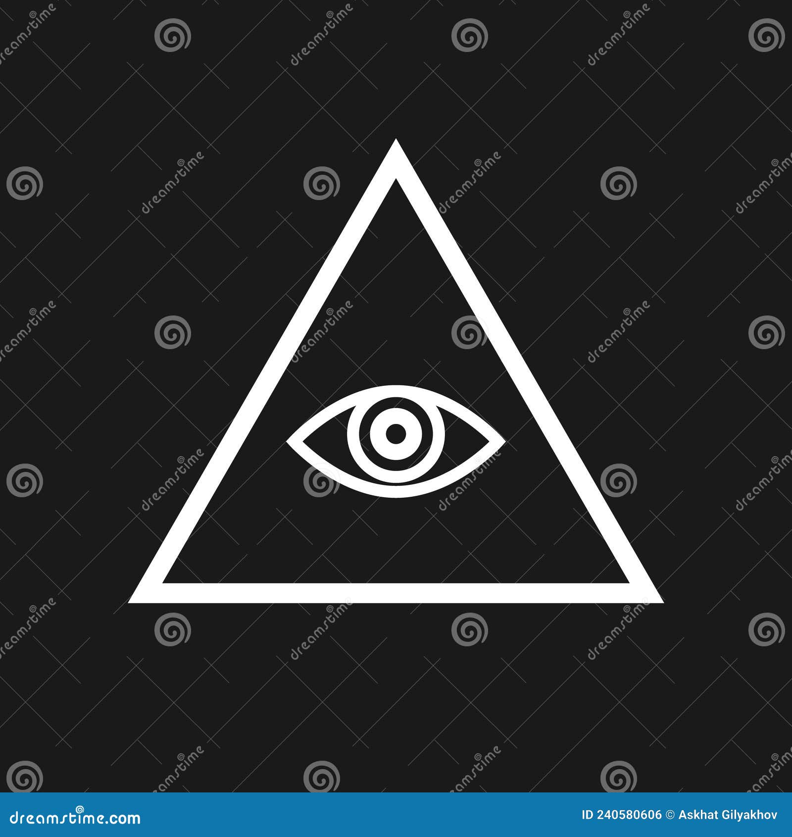 Retrowave Triangle 1980s Style. Black and White Triangle with Eye ...