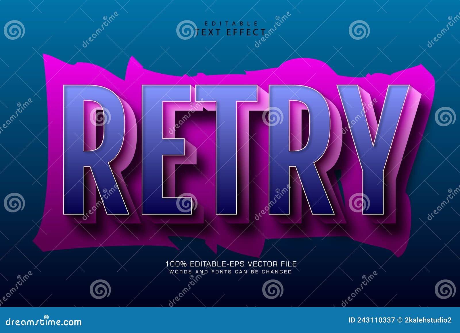 Retry Editable Text Effect 3 Dimension Emboss Modern Style Stock Vector ...