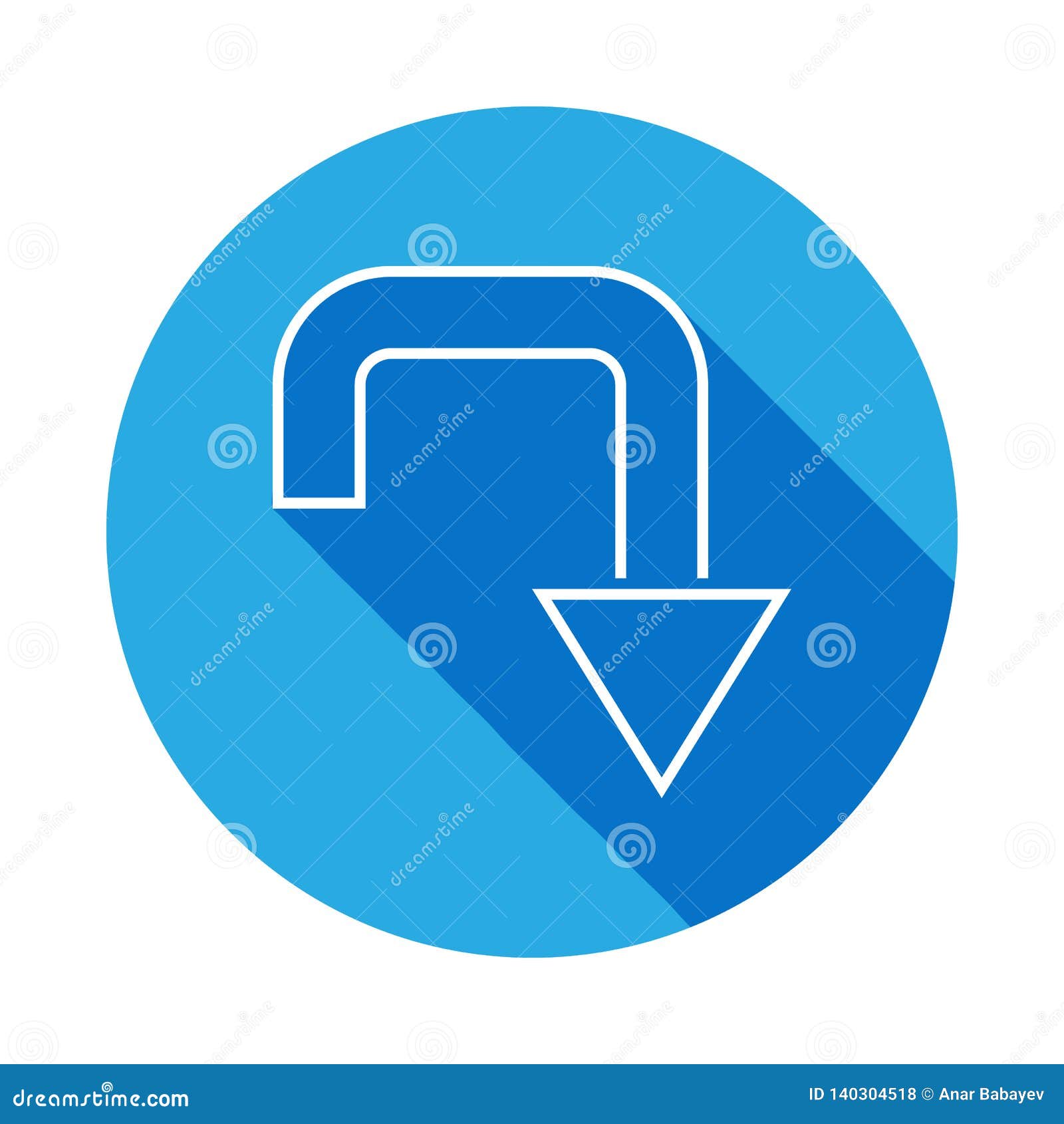 Return Arrow Icon with Long Shadow. Thin Line Icon for Website Design ...