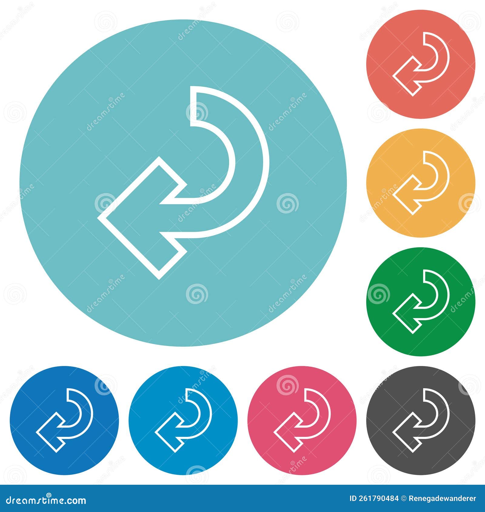 Return Arrow Outline Flat Round Icons Stock Vector - Illustration of ...