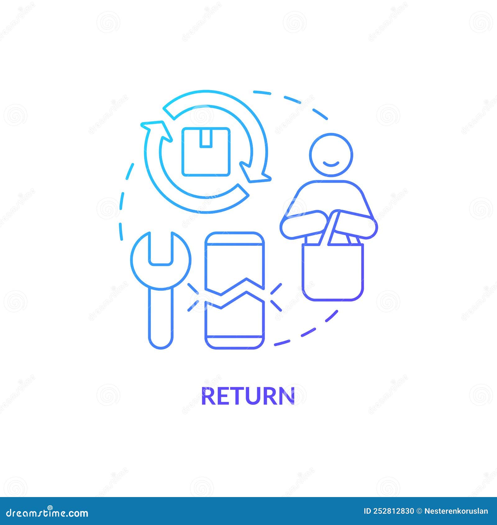 Reverse Logistics Line Icons Collection. Return, Restock, Refurbish ...