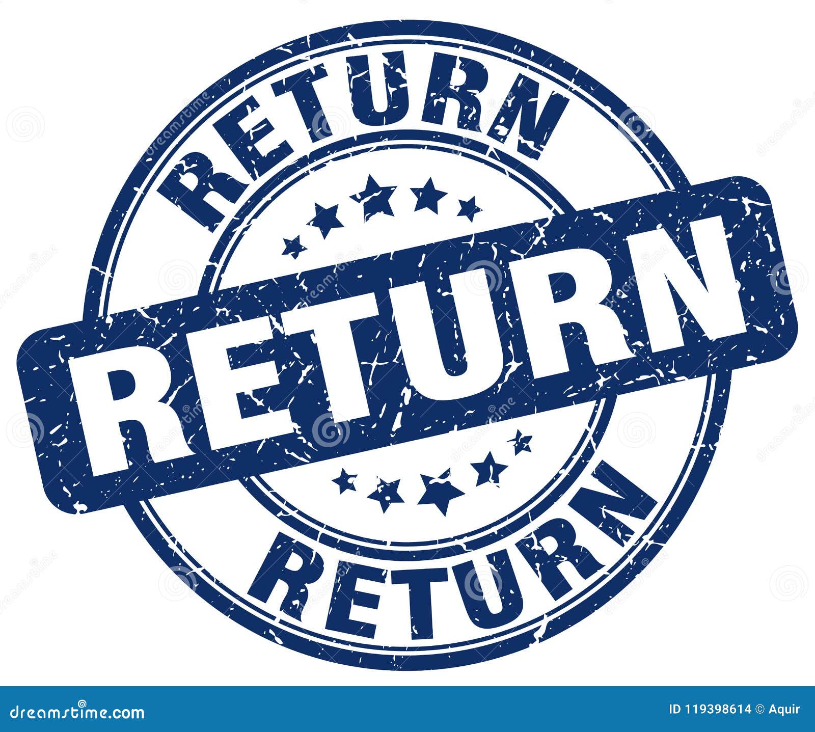 Return blue stamp stock vector. Illustration of label - 119398614