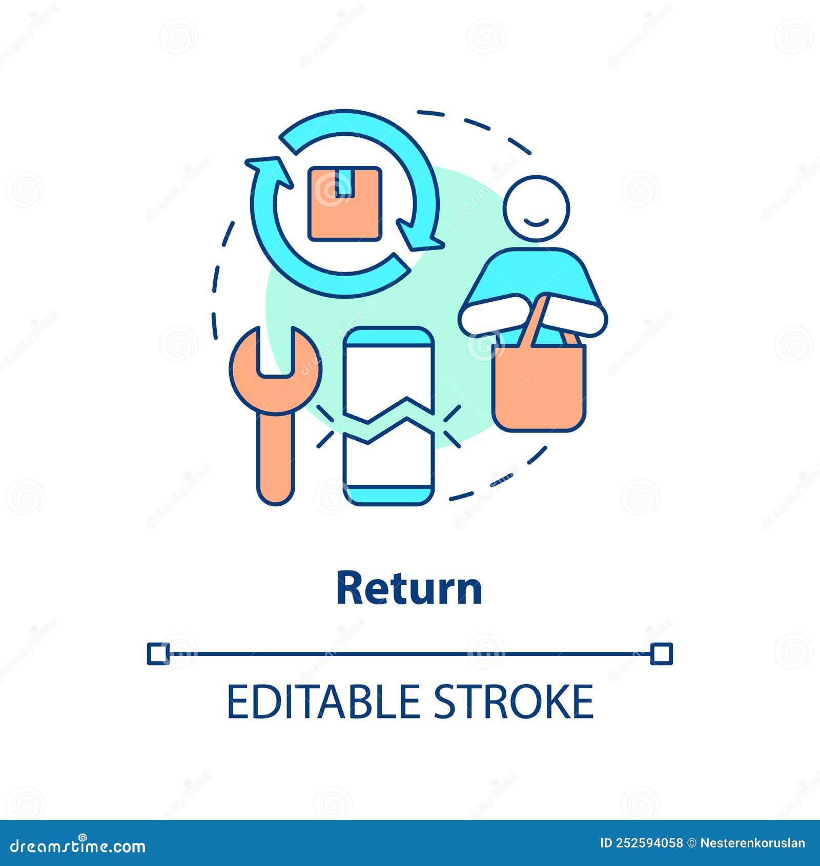 Reverse Logistics Line Icons Collection. Return, Restock, Refurbish ...