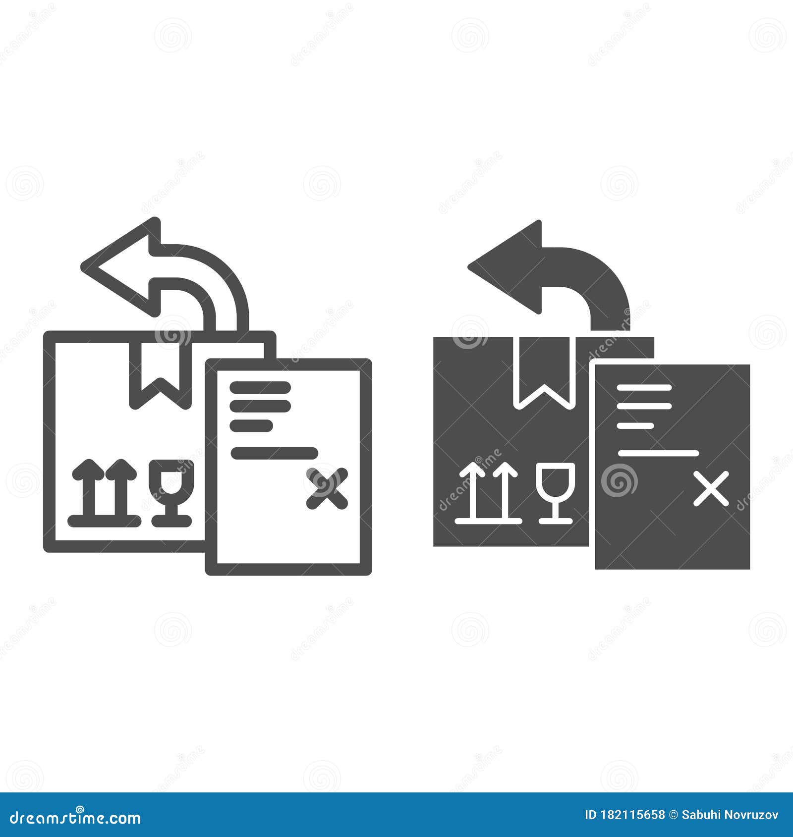 Return Delivery Box with Report Document Line and Solid Icon, Delivery ...