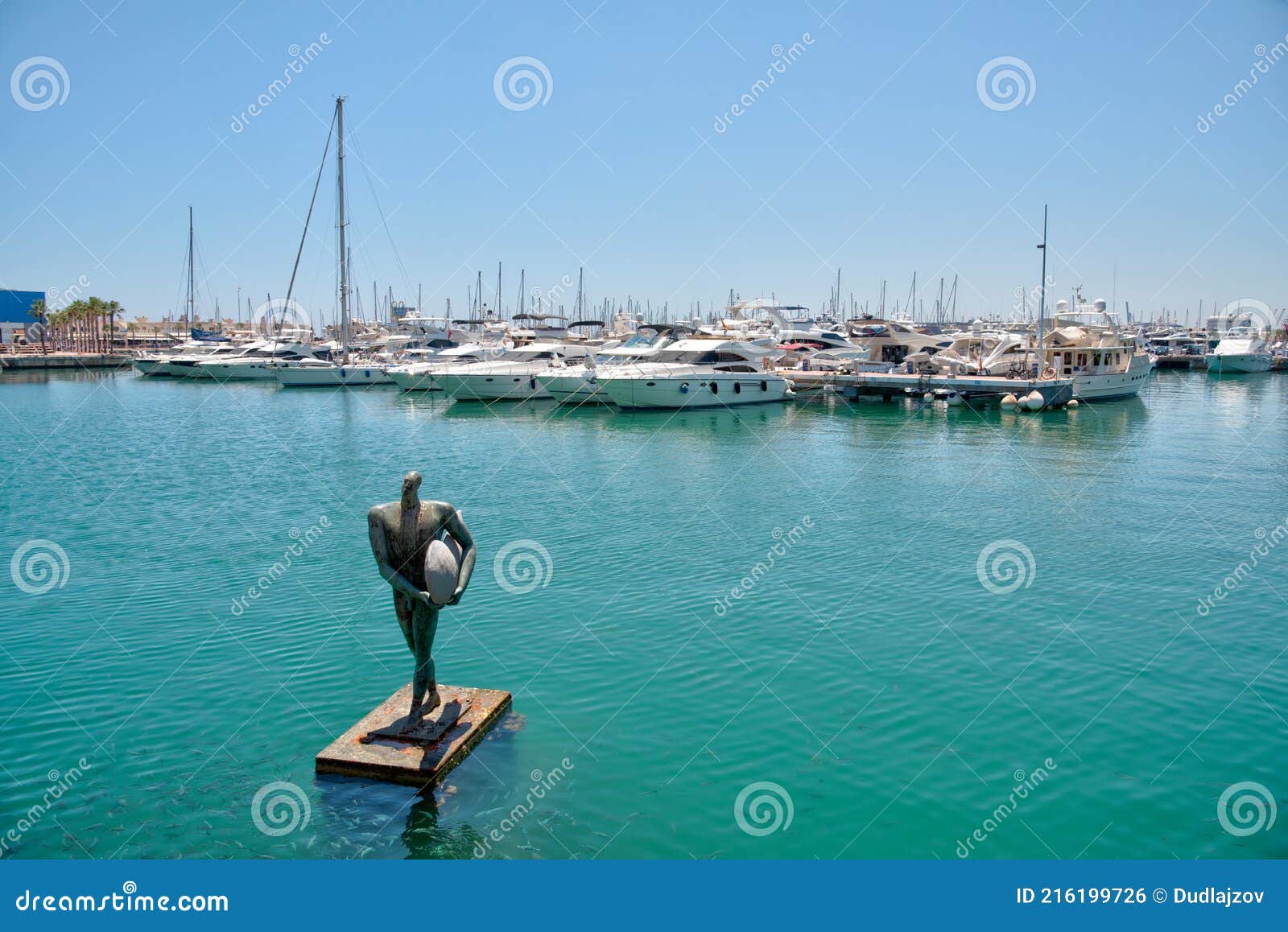 Statue In Alicante Harbour - Art Sculpture Outdoor Marina Refection ...