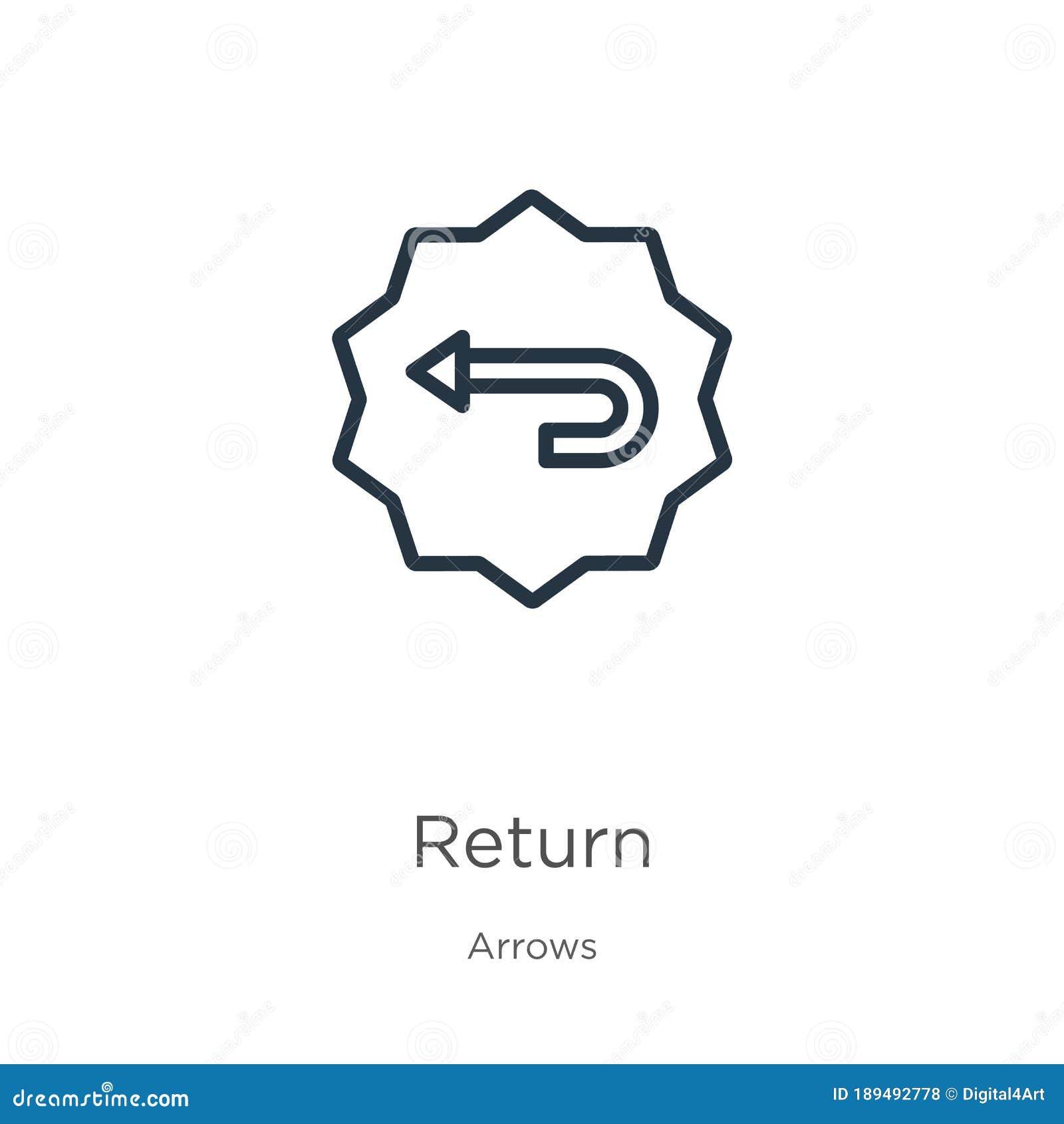 Return Icon. Thin Linear Return Outline Icon Isolated on White ...