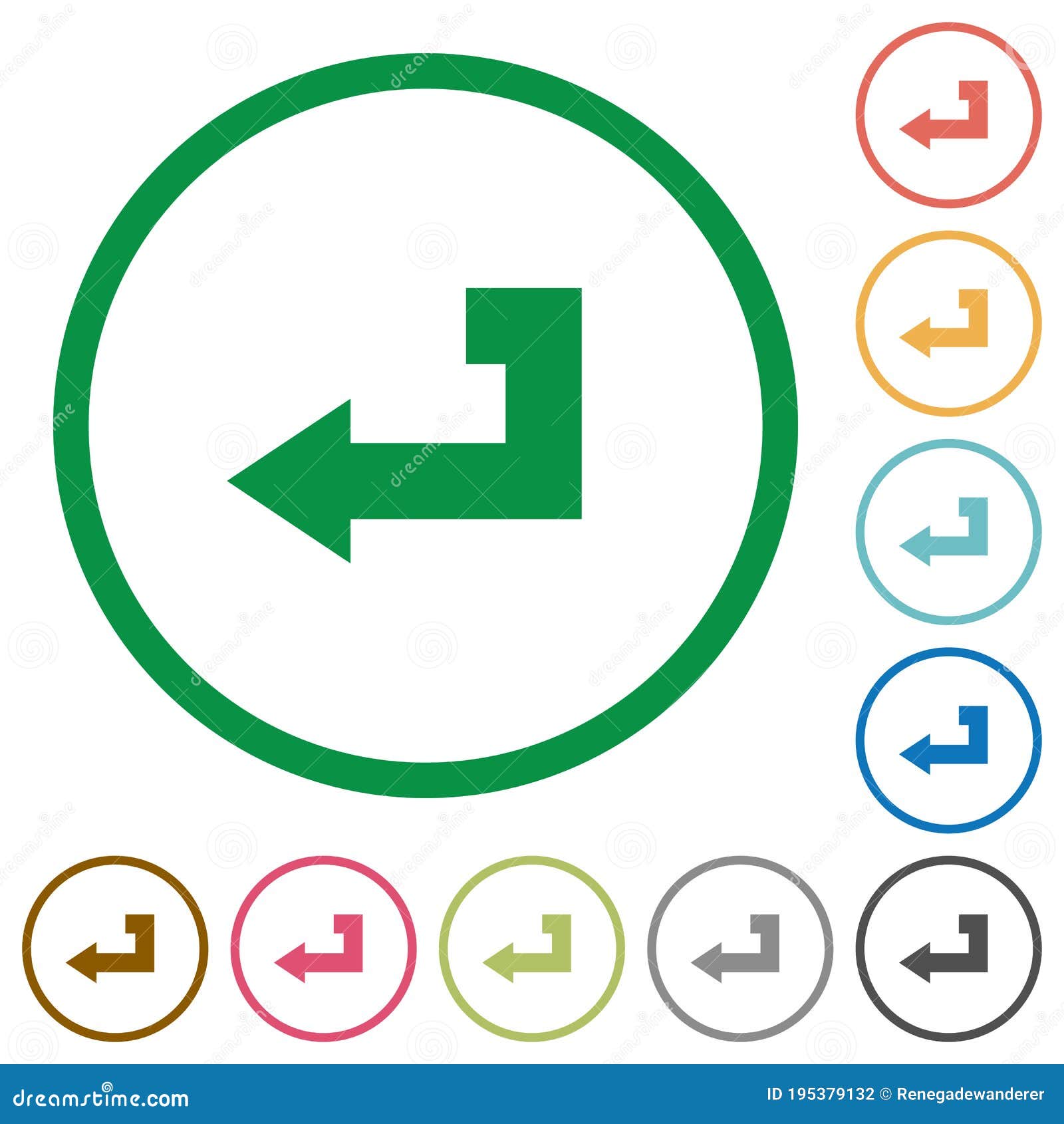 Return Key Flat Icons with Outlines Stock Vector - Illustration of ...