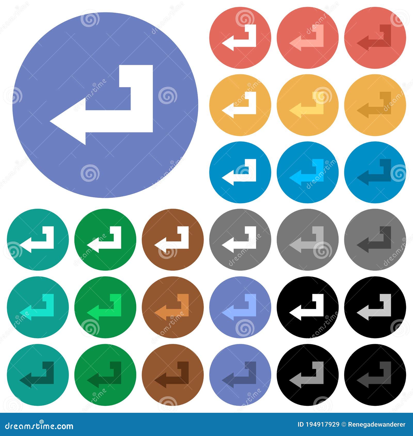 Return Key Round Flat Multi Colored Icons Stock Vector - Illustration ...