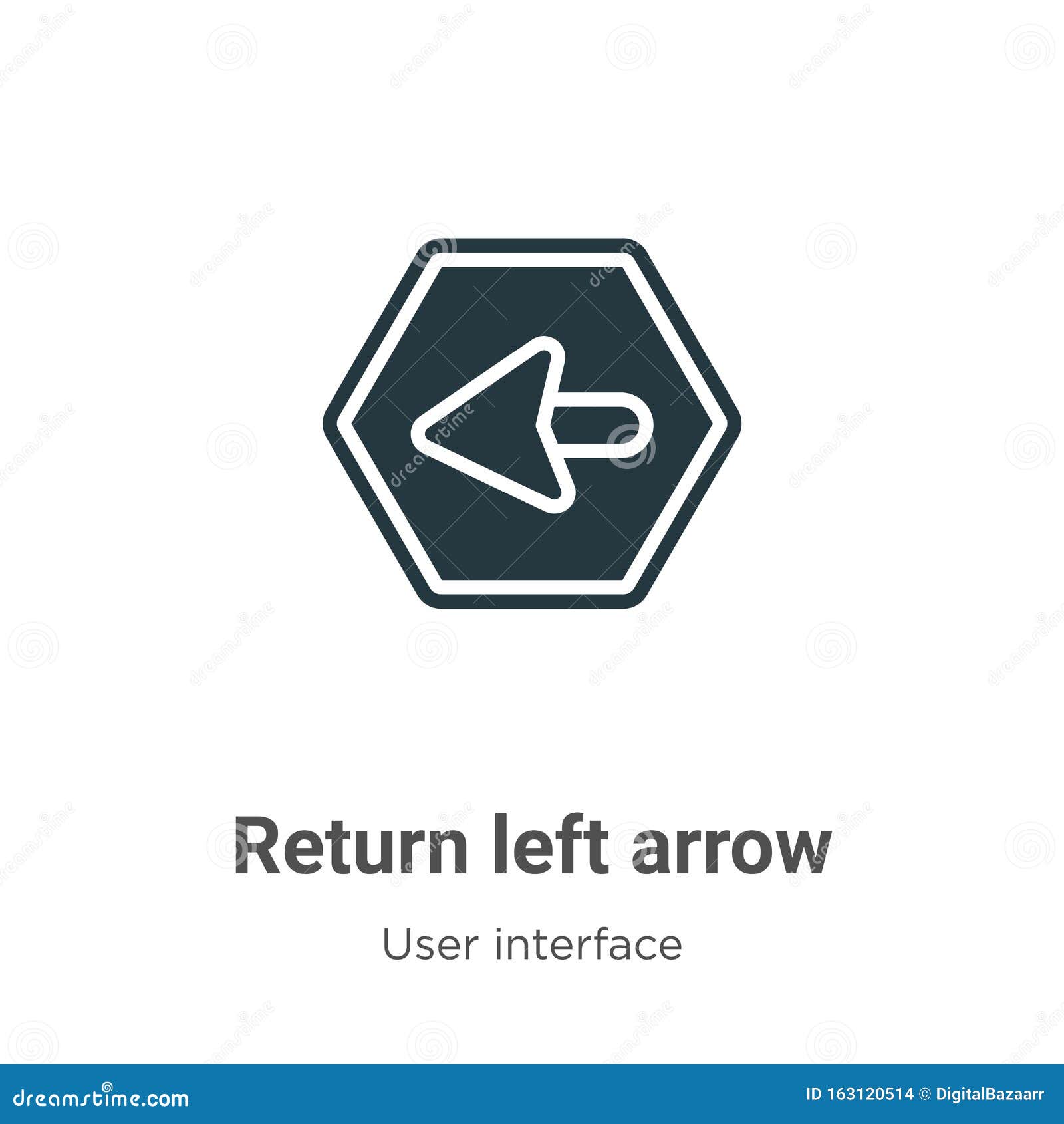 Return Left Arrow Vector Icon On White Background. Flat Vector Return ...