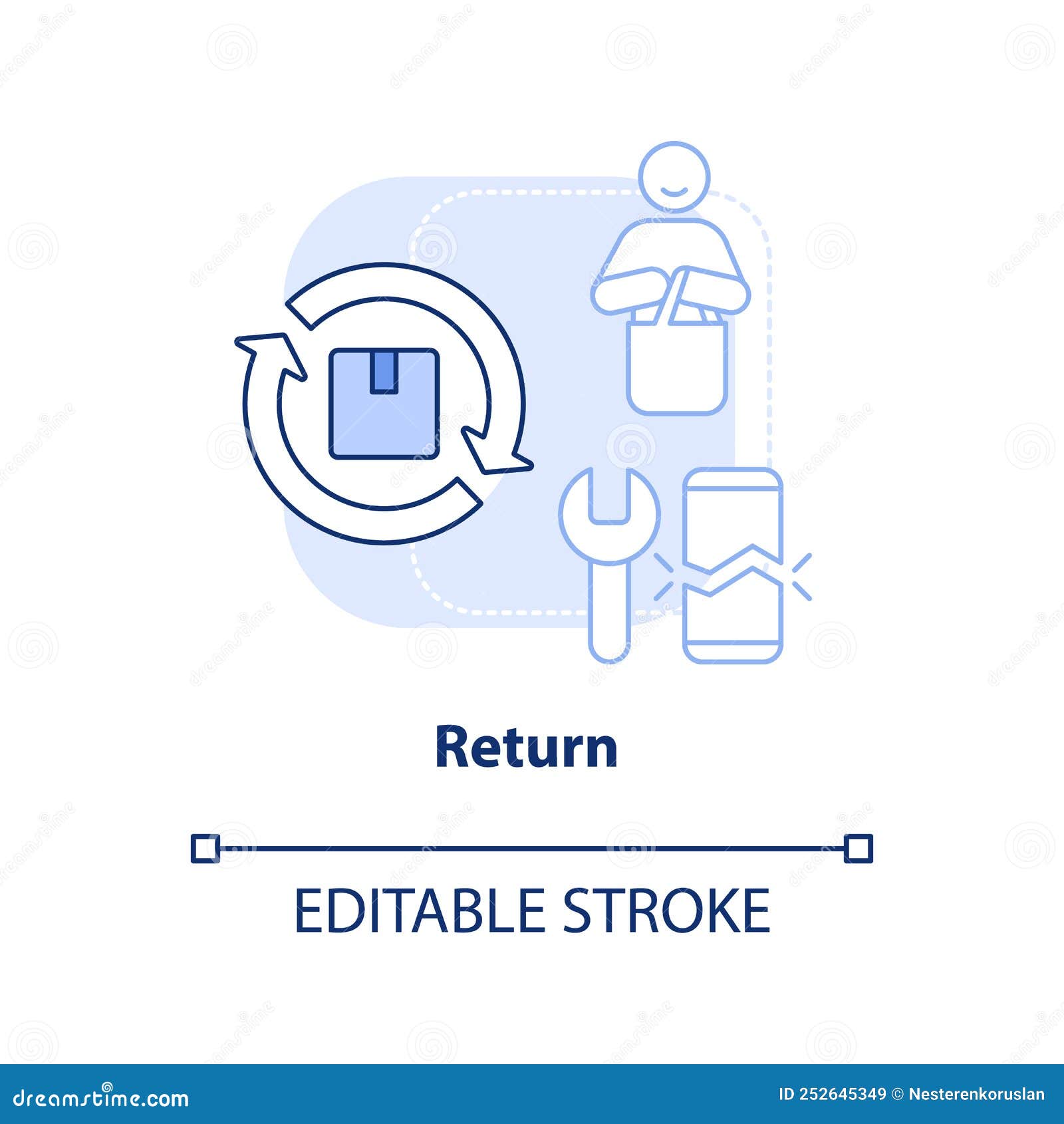 Reverse Logistics Line Icons Collection. Return, Restock, Refurbish ...