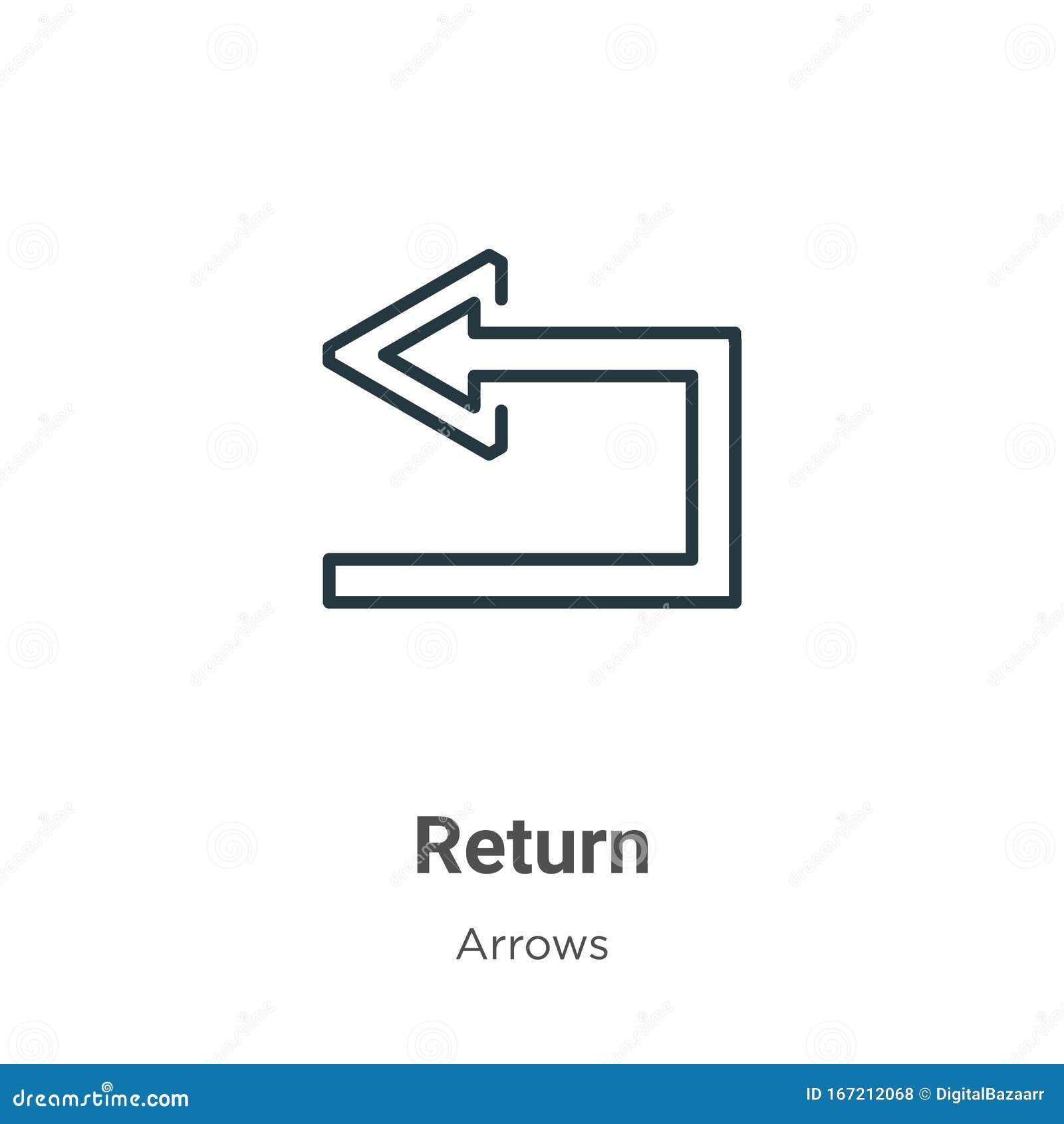 Return Outline Vector Icon. Thin Line Black Return Icon, Flat Vector ...