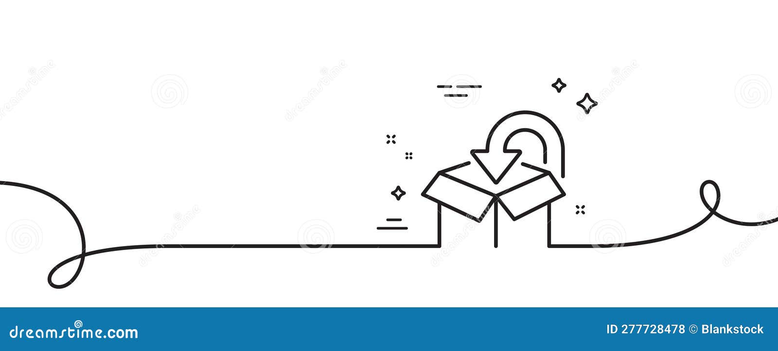 Return Package Line Icon. Delivery Box Sign. Continuous Line with Curl ...