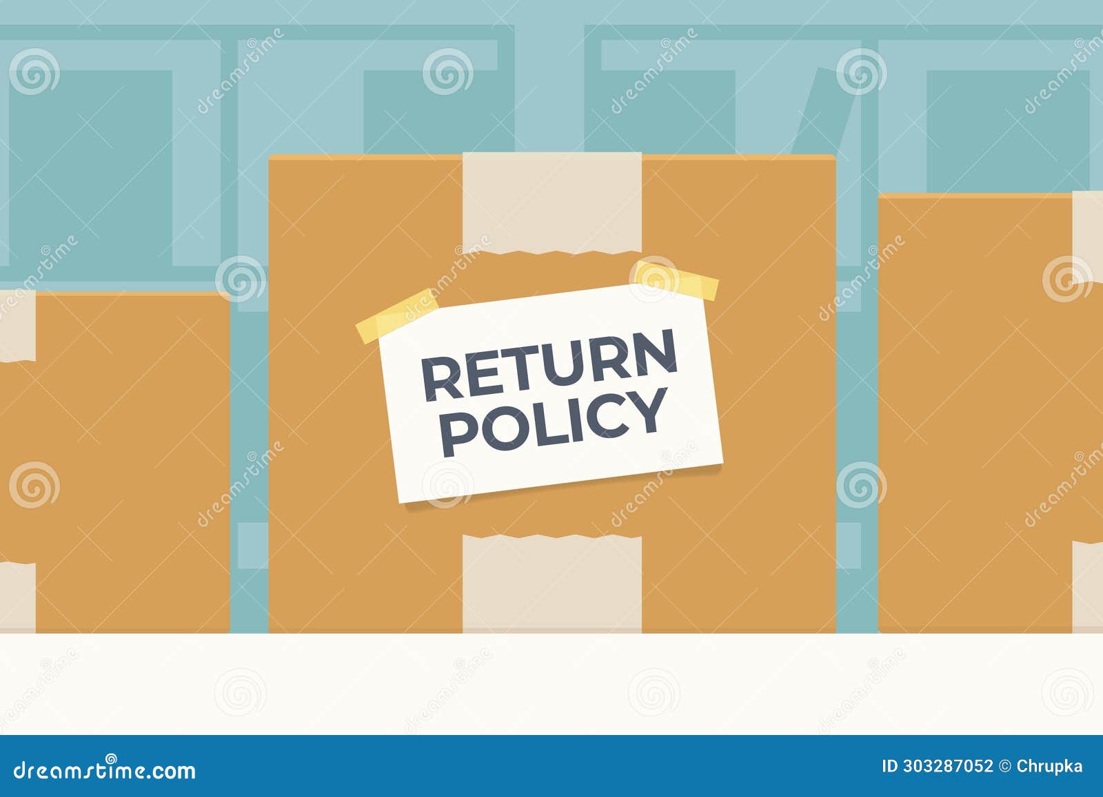 Return Policy Concept, Cardboard Packages in Warehouse Stock Vector ...