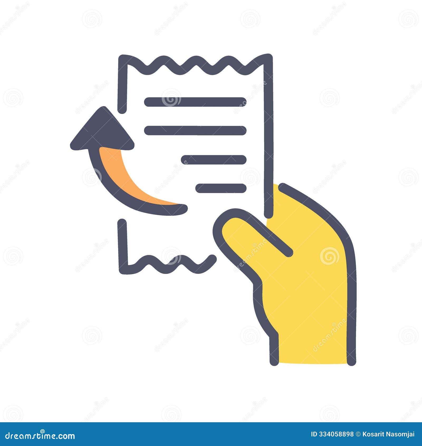 Return Receipt Icon. Hand Holding a Receipt with an Upward Arrow ...