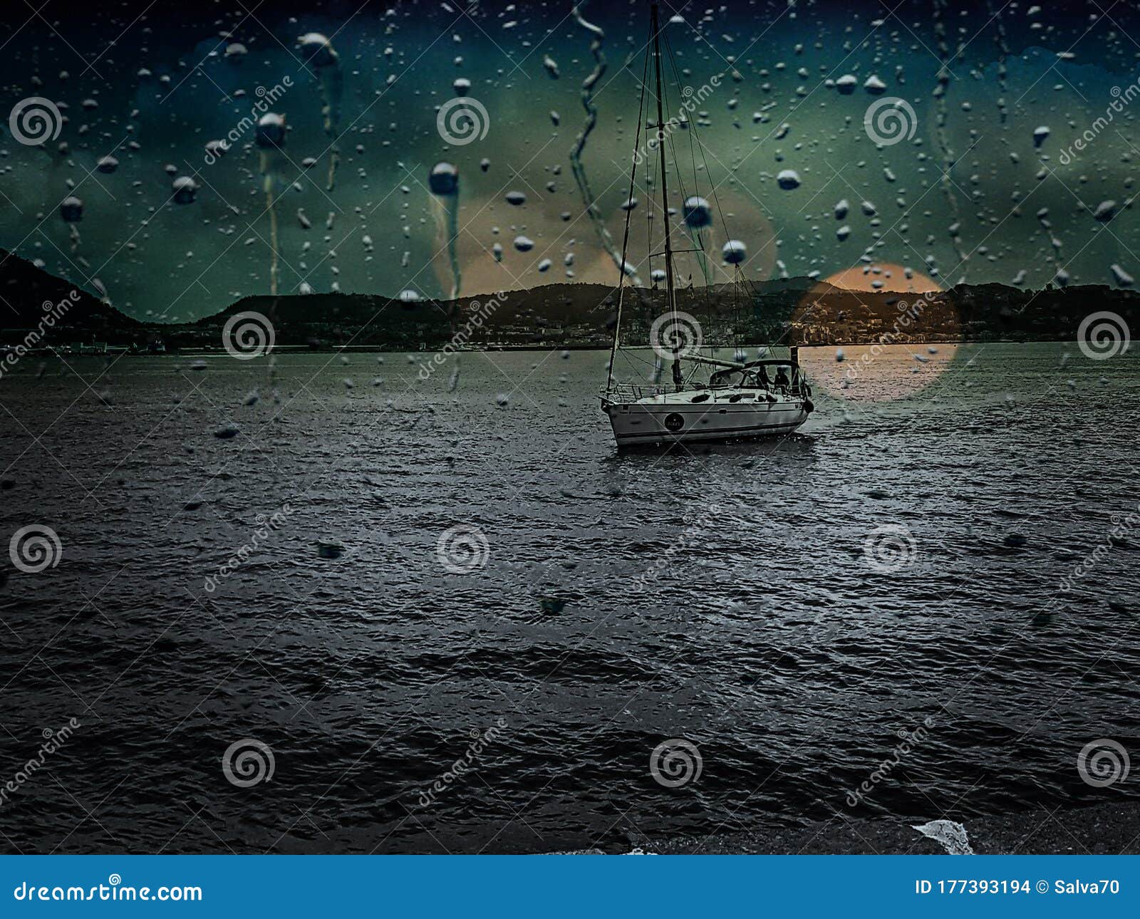 In port in the rain stock photo. Image of landscape - 177393194