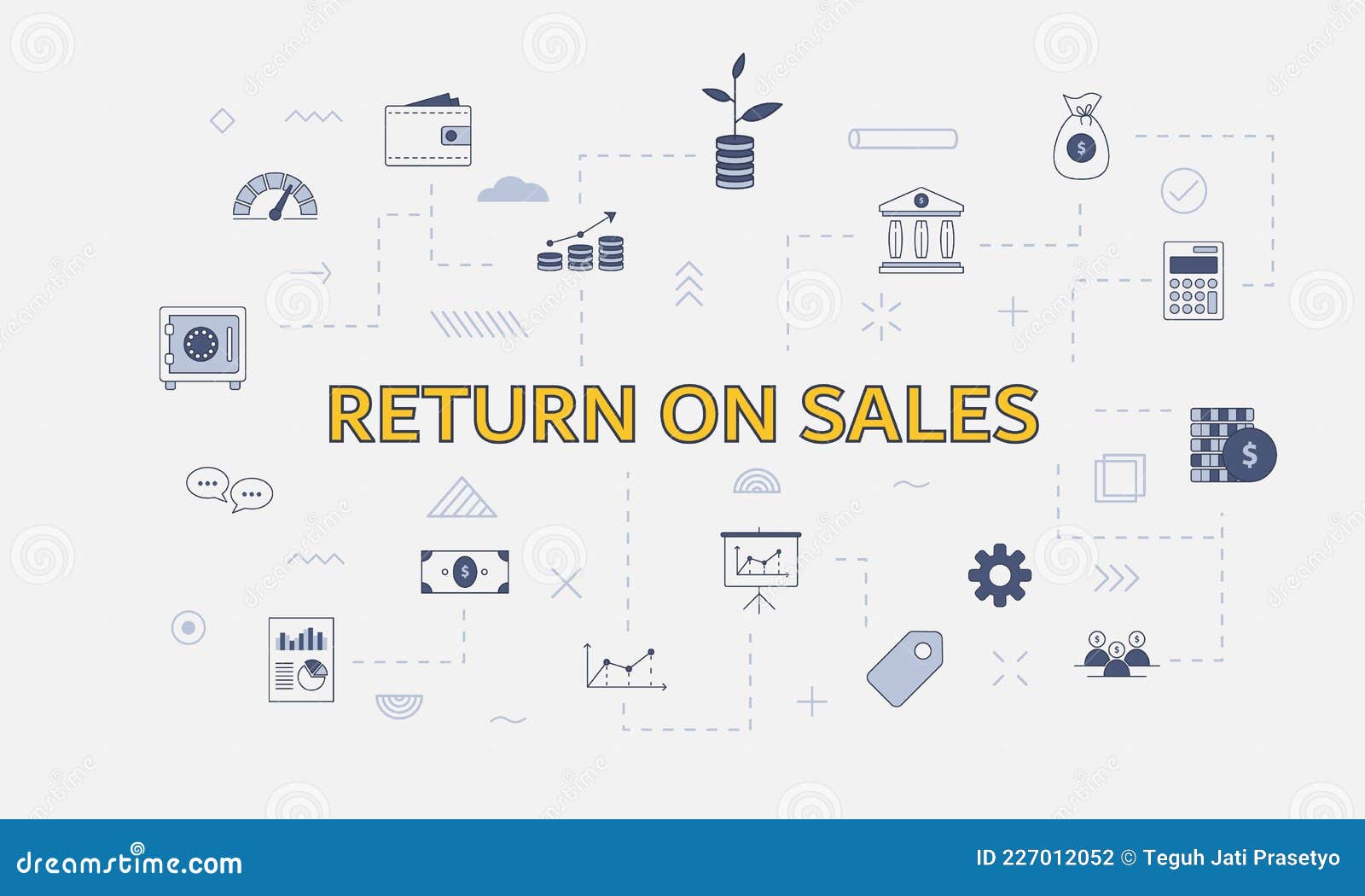 Return on Sales Ros Concept with Icon Set with Big Word or Text on ...