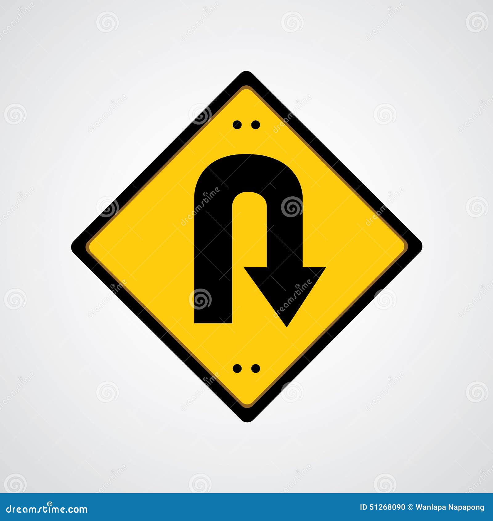 Return Symbol Yellow Road Sign Cartoon Vector | CartoonDealer.com #89770107