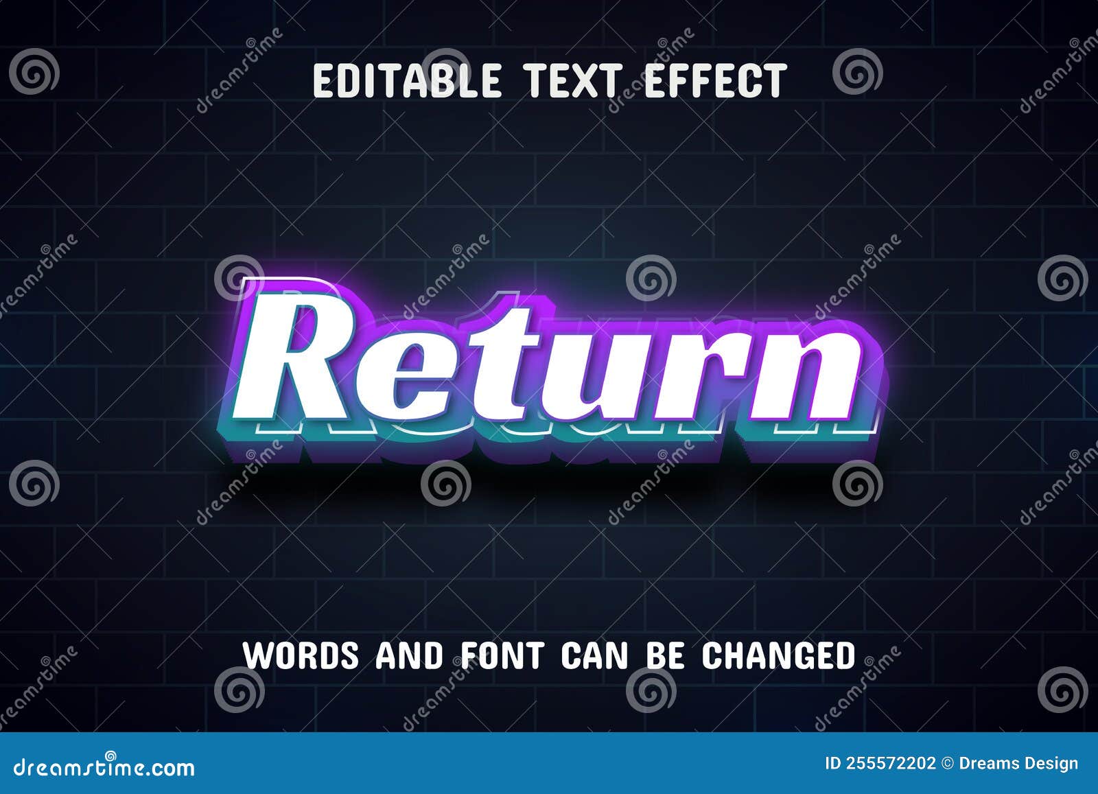 Return Text - Editable Neon Text Effect Stock Vector - Illustration of ...