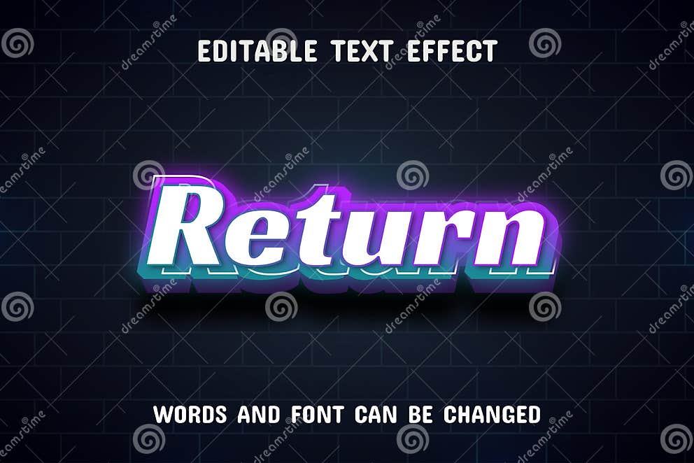 Return Text - Editable Neon Text Effect Stock Vector - Illustration of ...