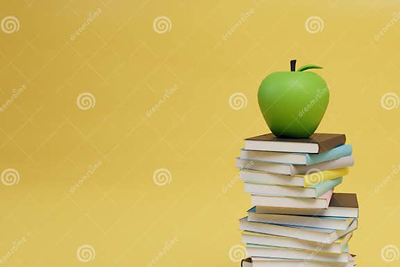 Return To Learning. Snack during Study. a Stack of Books and an Apple ...