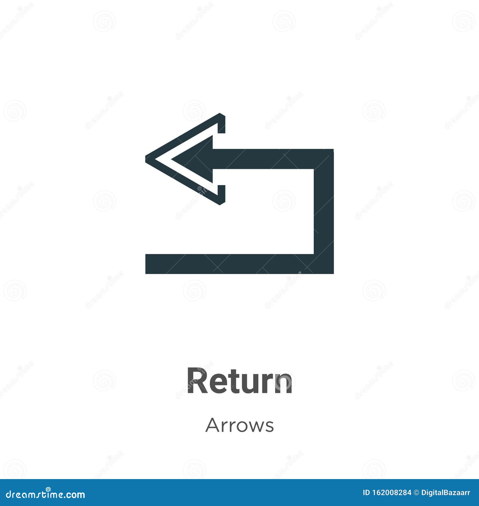 Return Vector Icon on White Background. Flat Vector Return Icon Symbol ...