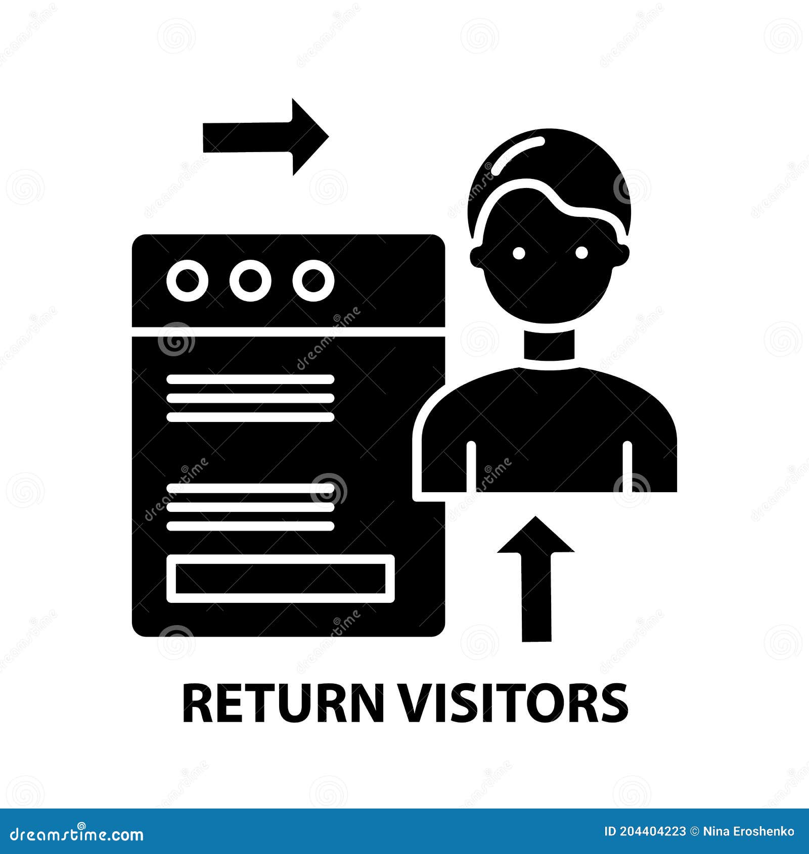 Return Visitors Icon, Black Vector Sign with Editable Strokes, Concept ...