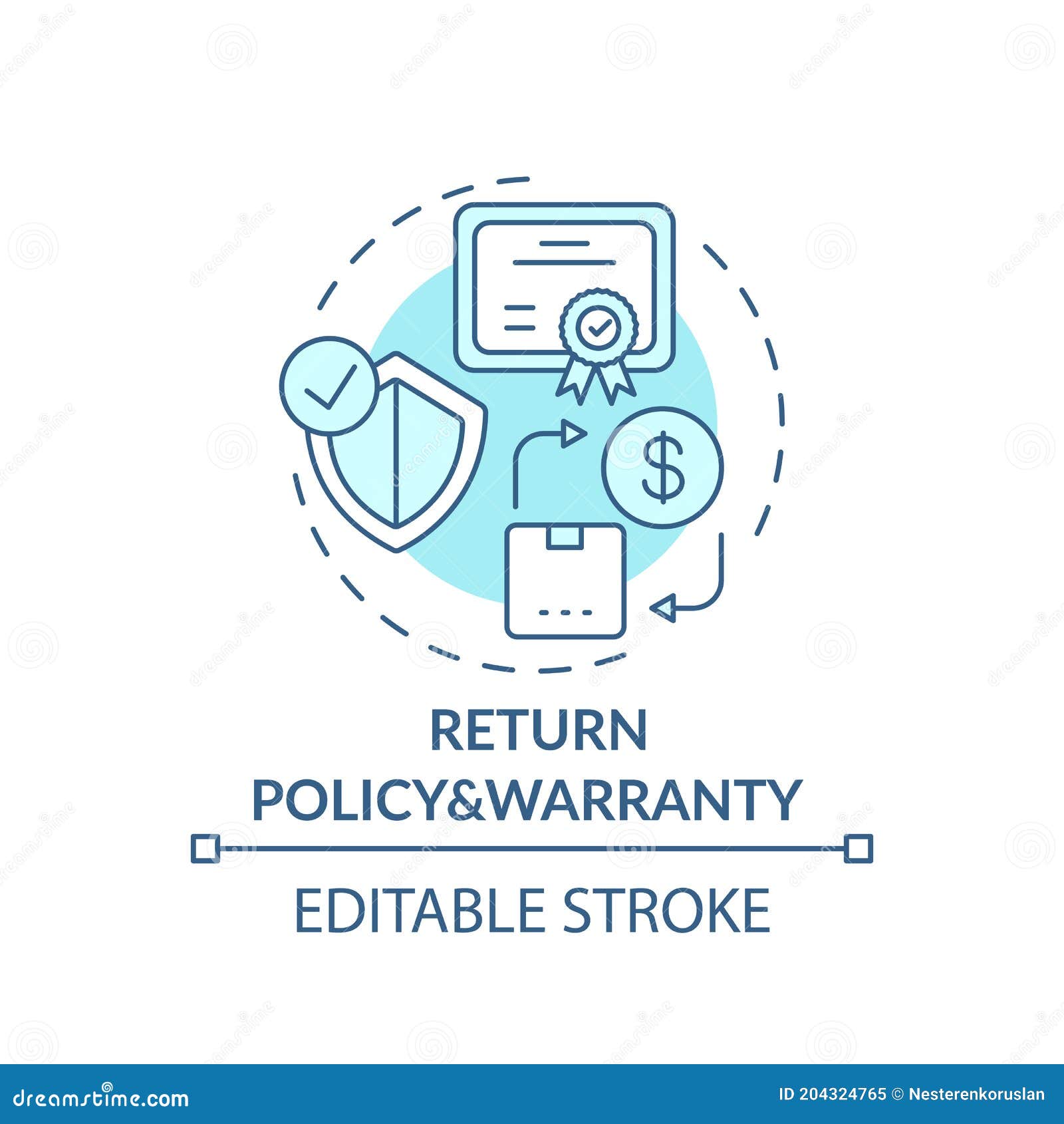 Returning Policy and Warranty Concept Icon Stock Vector - Illustration ...