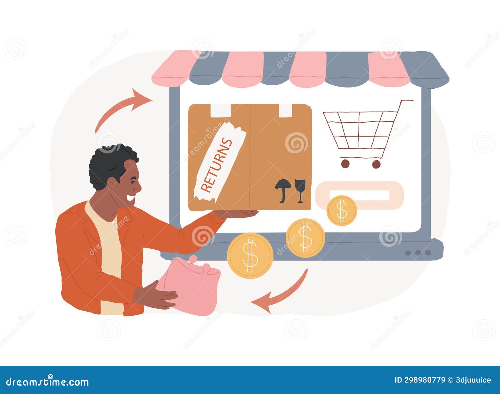 Returns and Refunds Isolated Concept Vector Illustration. Stock ...