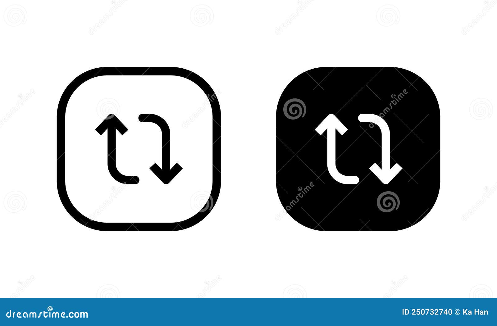 Repost Retweet Icon, Square With Swirling Arrows Recycle Cartoon Vector ...