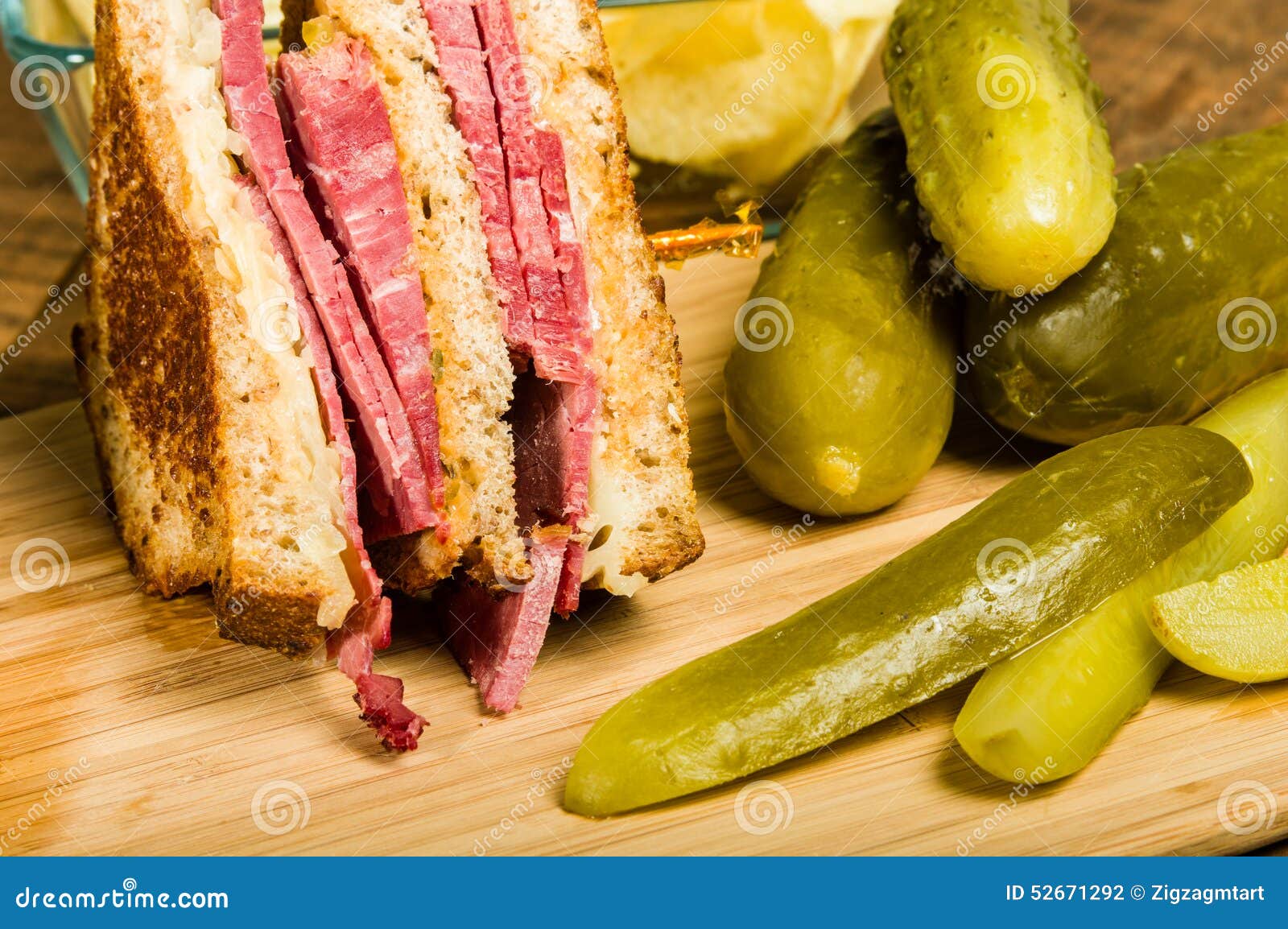 Reuben Sandwich with Dill Pickles Stock Photo - Image of canning ...
