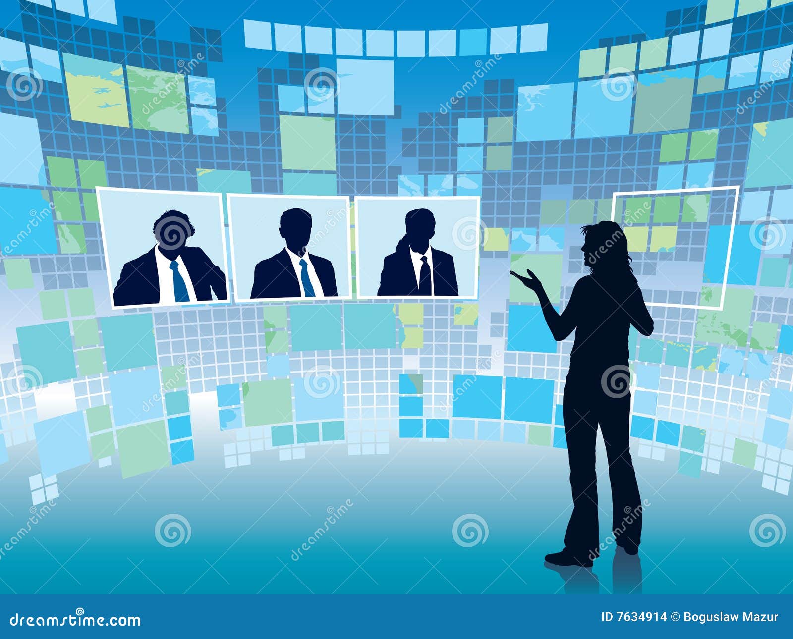 Reunión virtual ilustración del vector. Ilustración de creativo - 7634914