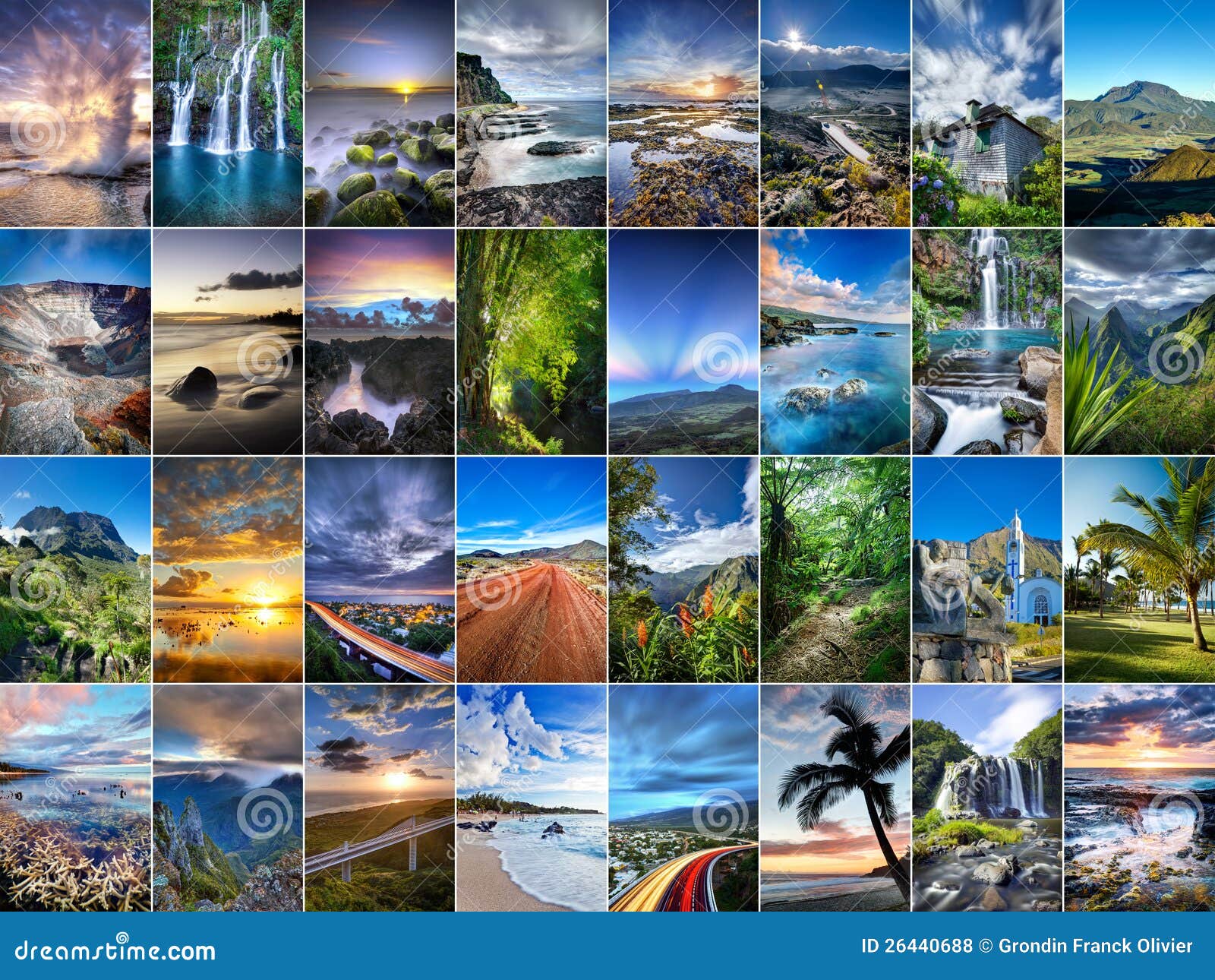 Reunion Island collage stock photo. Image of landscapes - 26440688