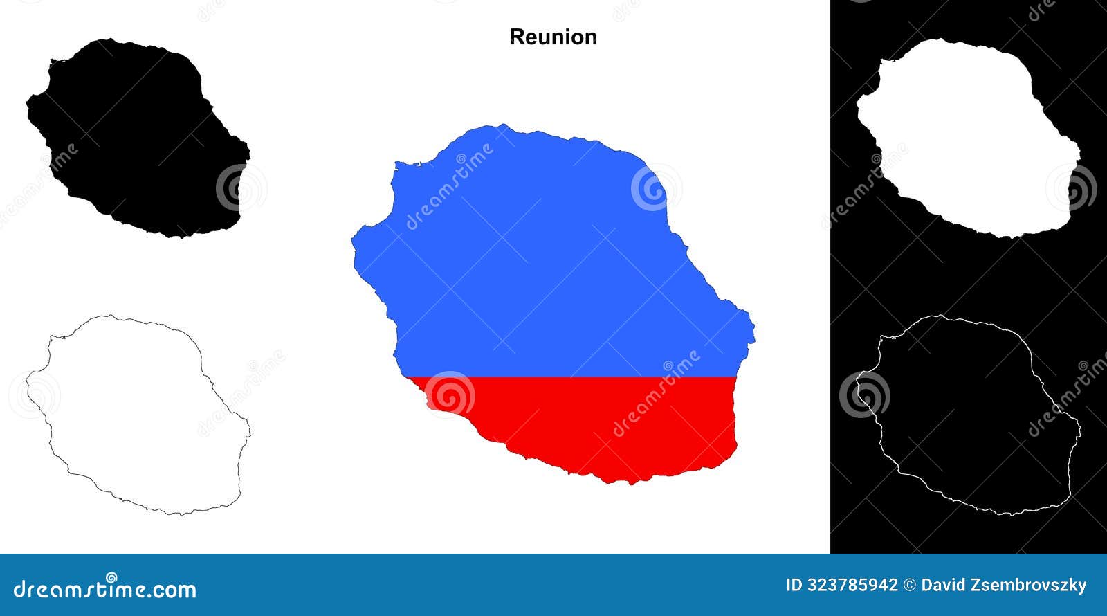 Reunion - Outline Map On Gradient Background Cartoon Vector ...