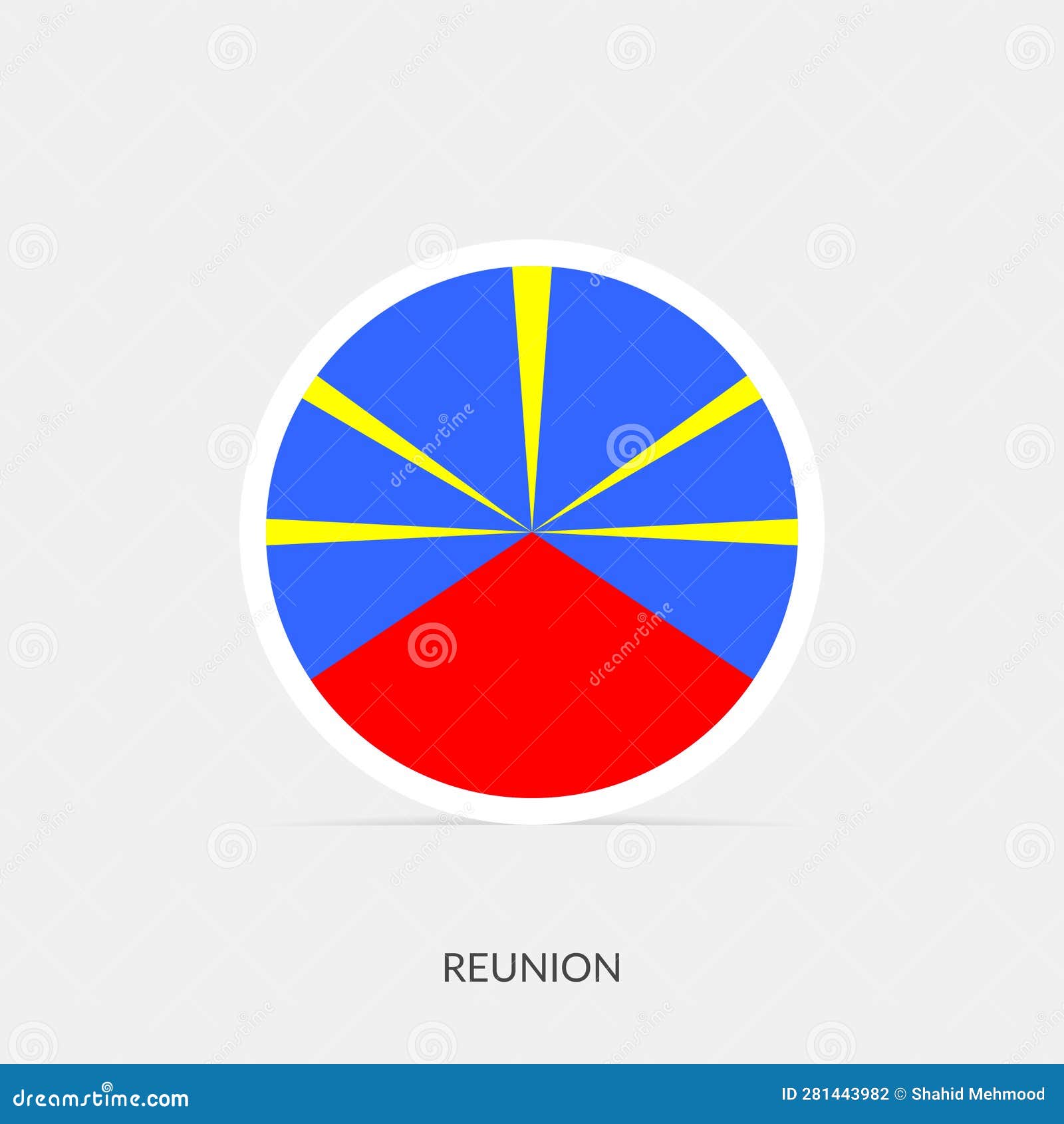 Reunion Round Flag Icon with Shadow Stock Vector - Illustration of ...