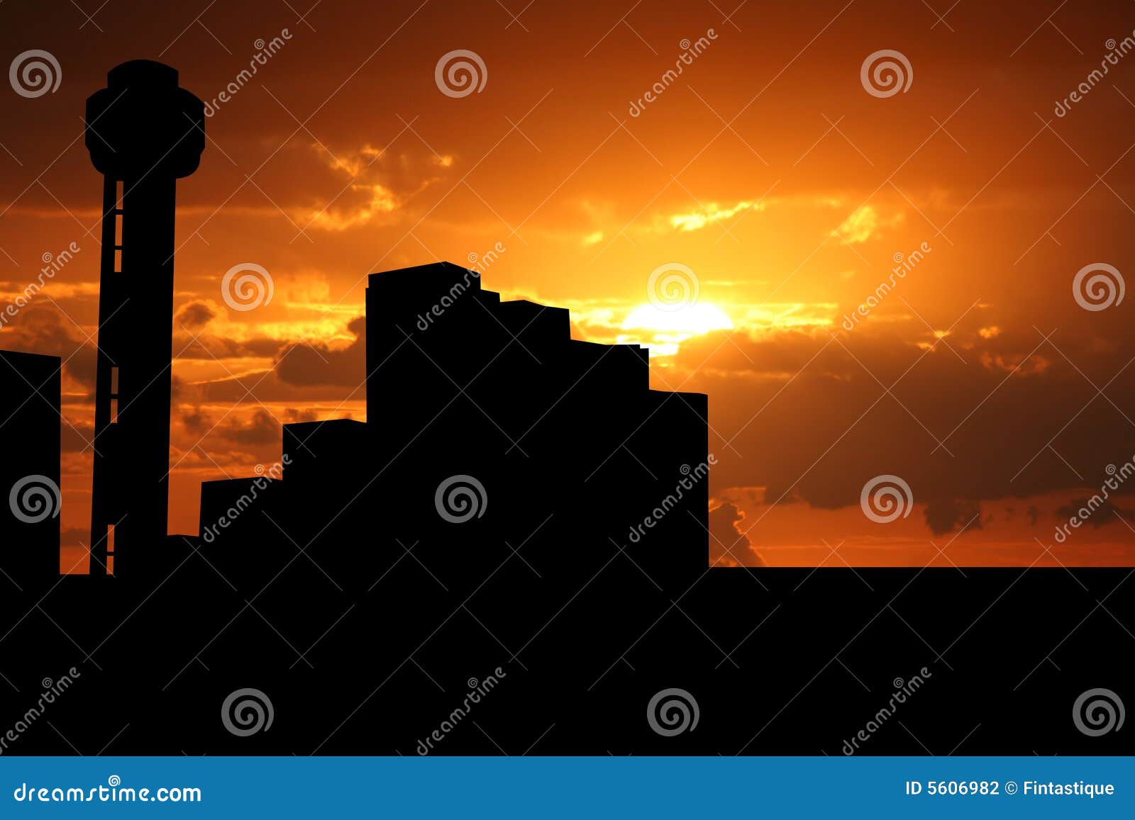 Reunion Tower Dallas at Sunset Stock Illustration - Illustration of ...