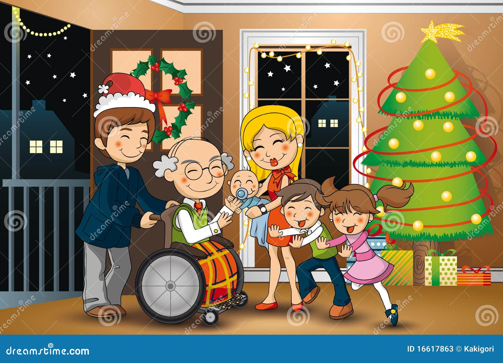 Reuniting Family on Christmas Stock Illustration - Illustration of ...