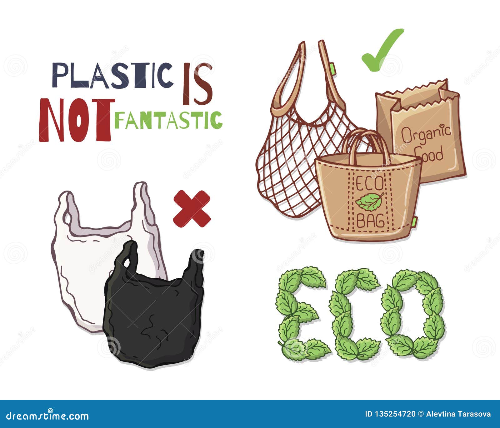 Reusable bags stock vector. Illustration of sign, reusable - 135254720