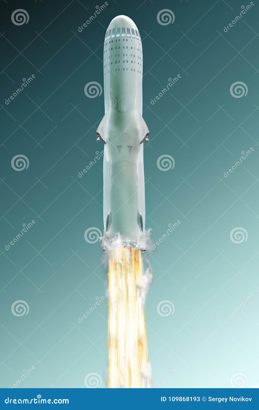Reusable Big Rocket Flying Over Solid Background Stock Image - Image of ...