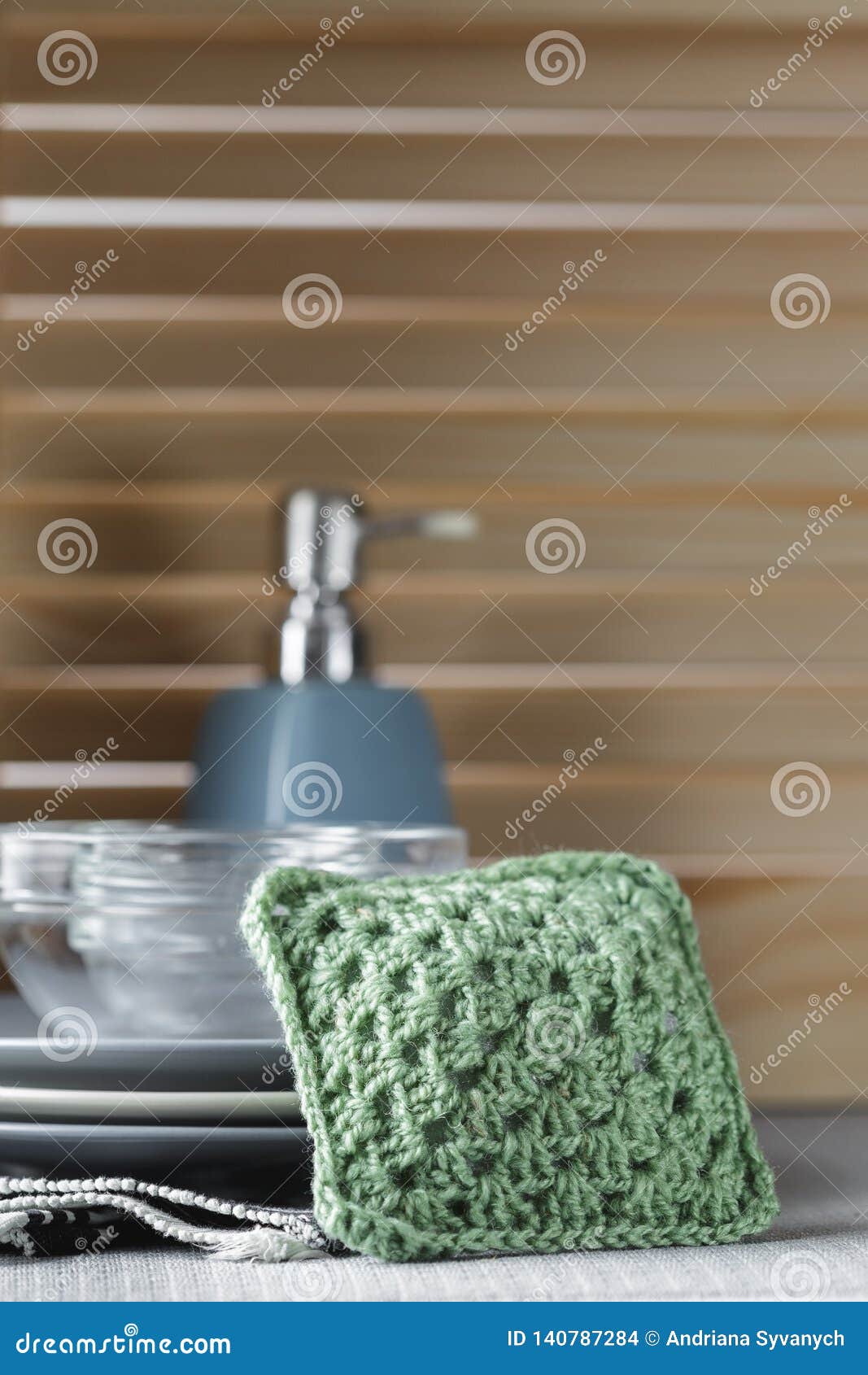 Reusable Crochet Hand Made Sponge for Dish Washing Stock Photo - Image ...