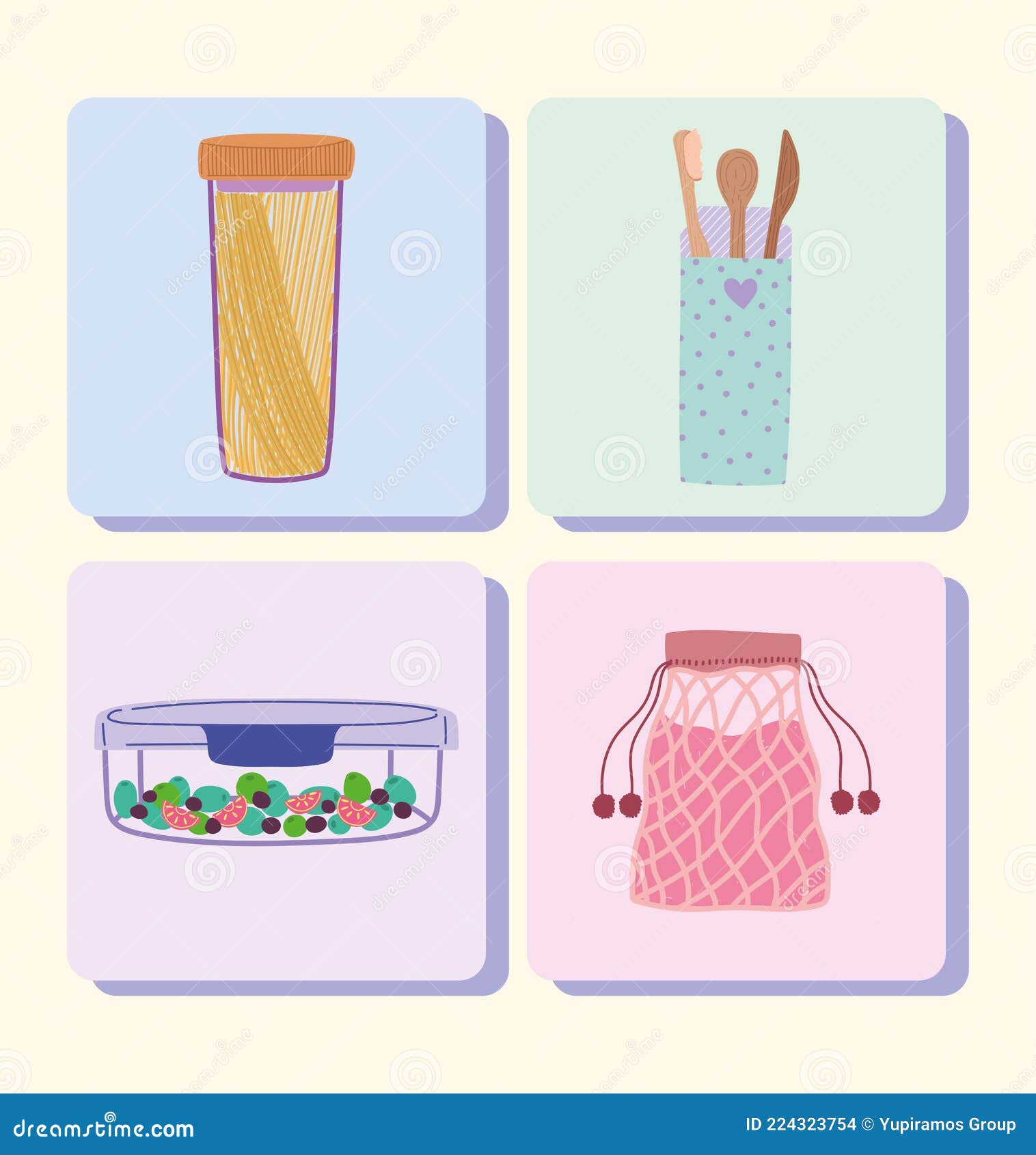 Reusable and Ecology Containers Stock Vector - Illustration of cotton ...