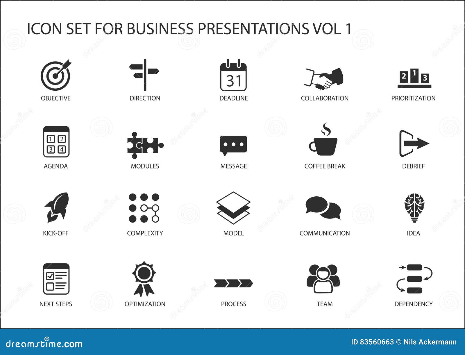 Reusable Generic Icon Set for Business Presentations and Slides with ...