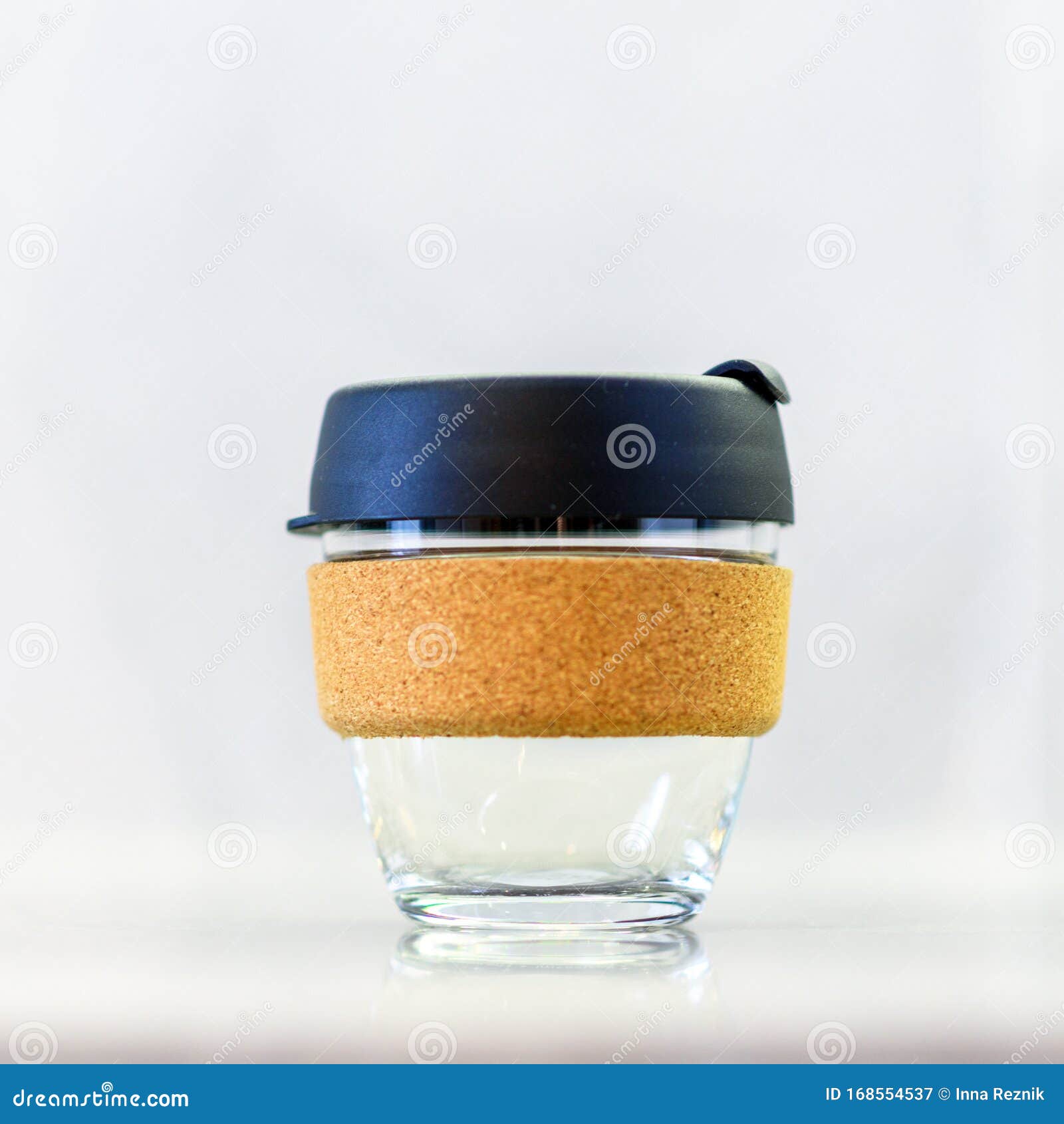 Reusable Takeaway Glass Coffee Cup Stock Image Image Of Breakfast Cork 168554537
