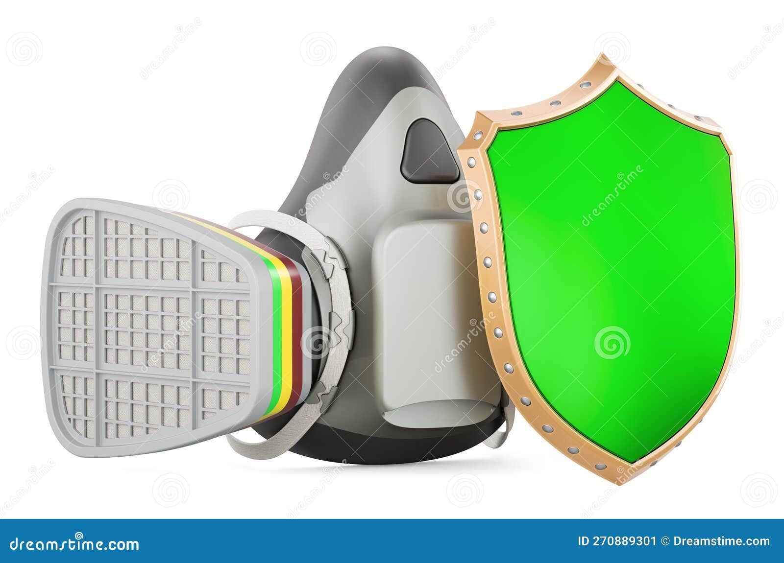 Reusable Half Face Cover, Respirator with Shield, 3D Rendering Stock ...