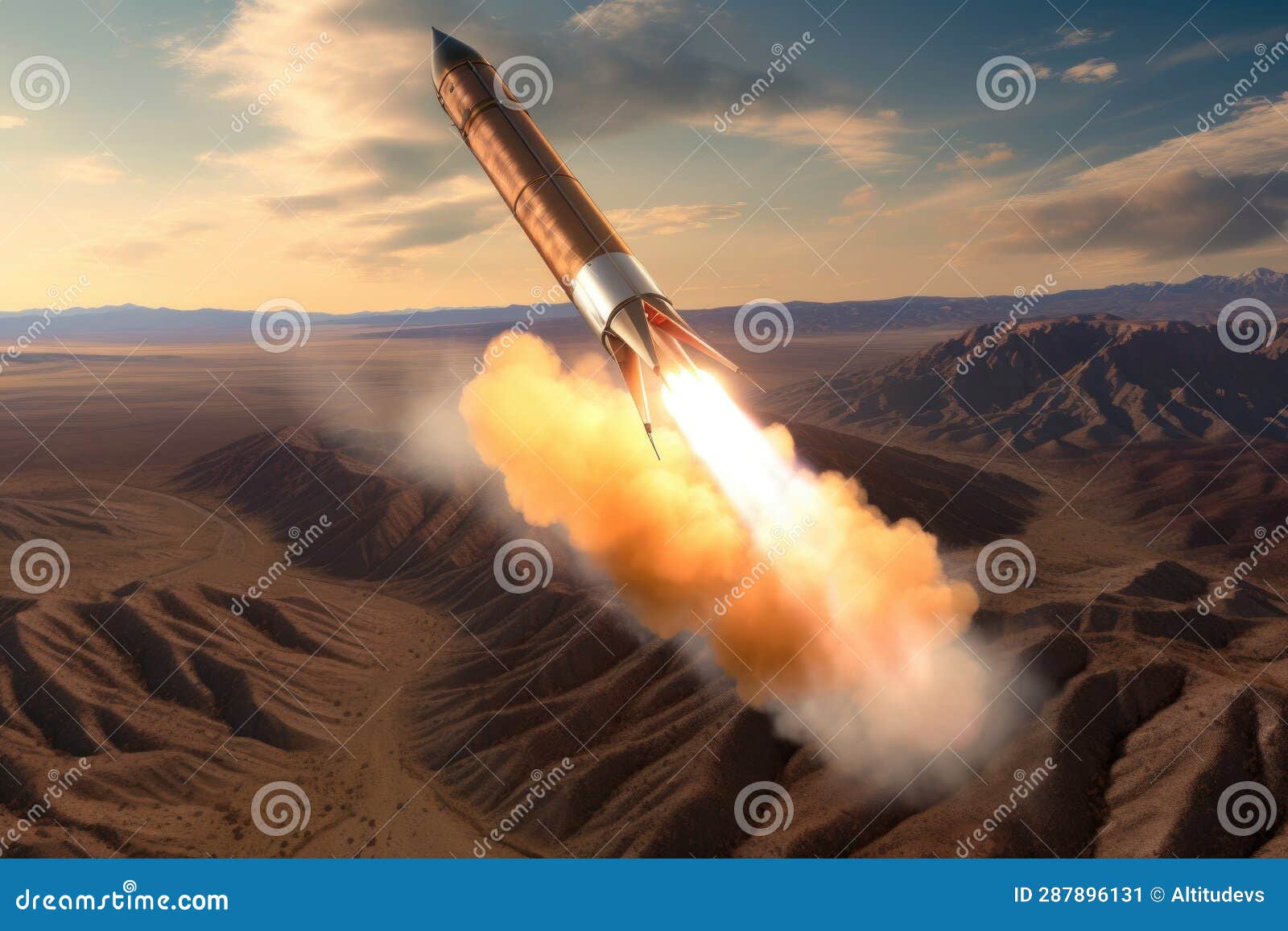 Reusable Rocket Booster Separation in Mid-air Stock Image - Image of ...