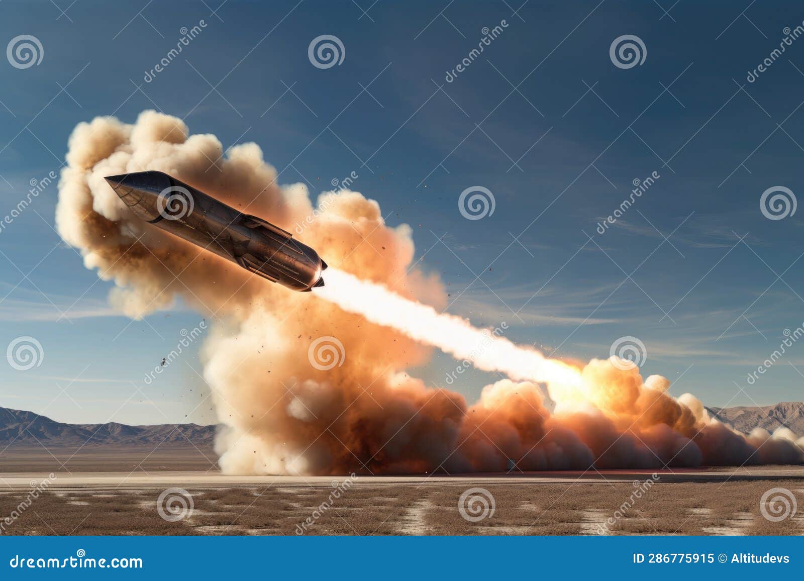 Reusable Rocket Booster Separation in Mid-air Stock Illustration ...
