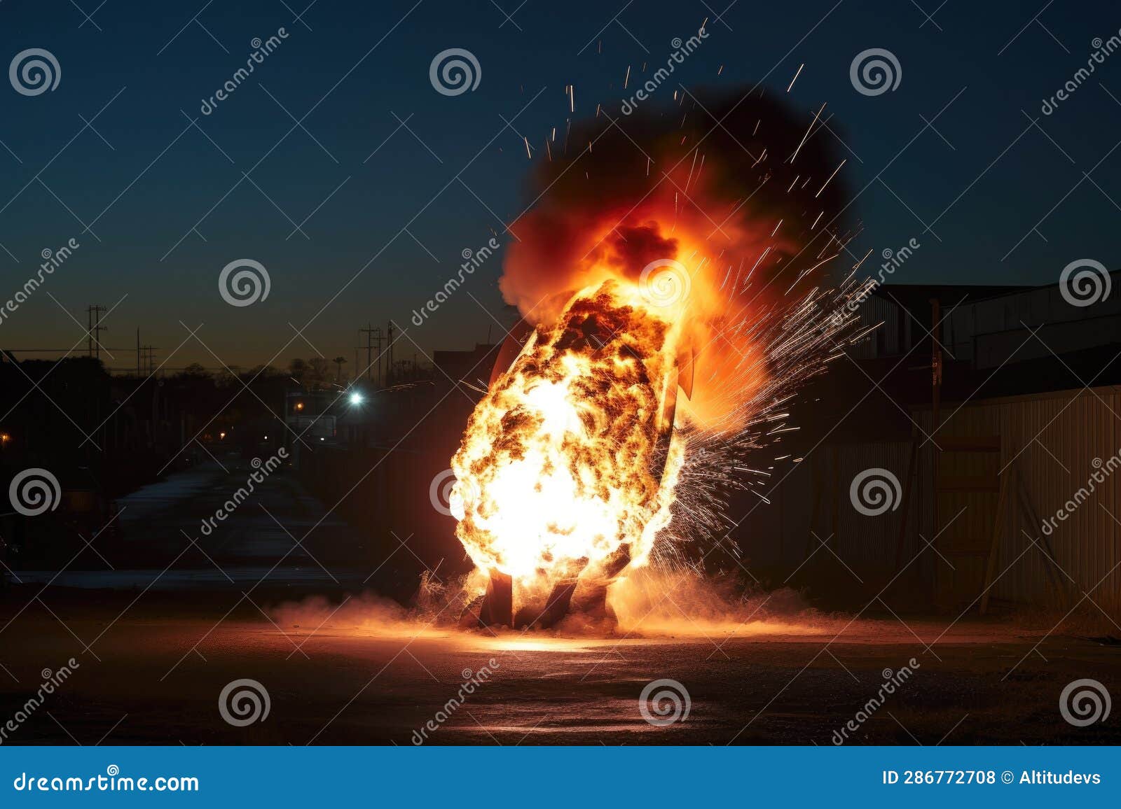 Reusable Rocket Thruster Test Fire at Night Stock Illustration ...