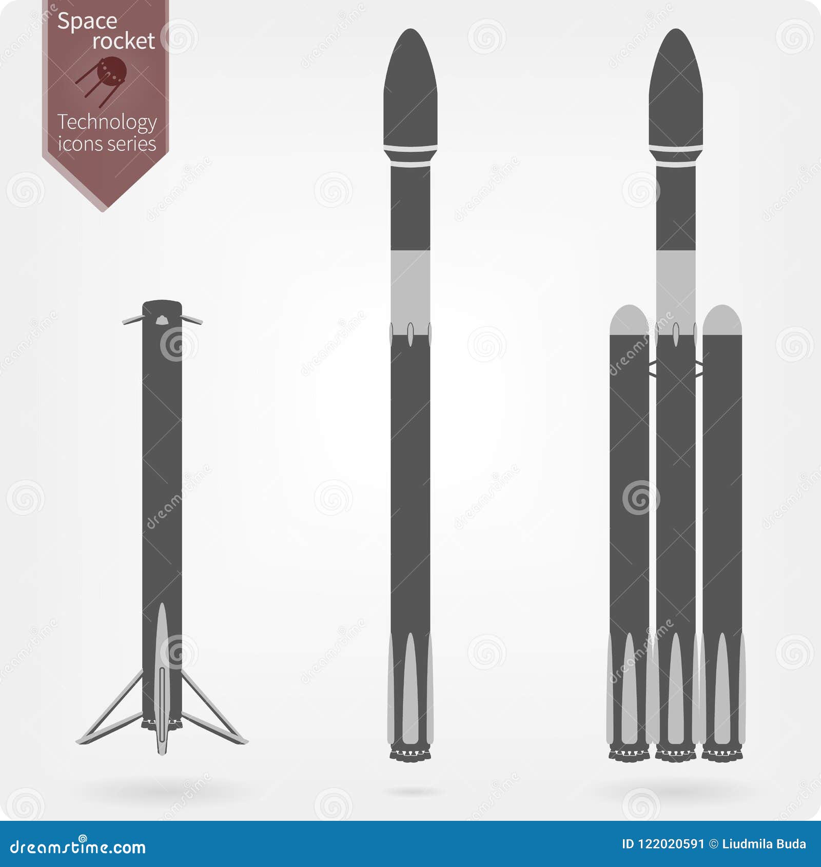 Reusable Space Rocket Flat Icon Stock Vector - Illustration of design ...