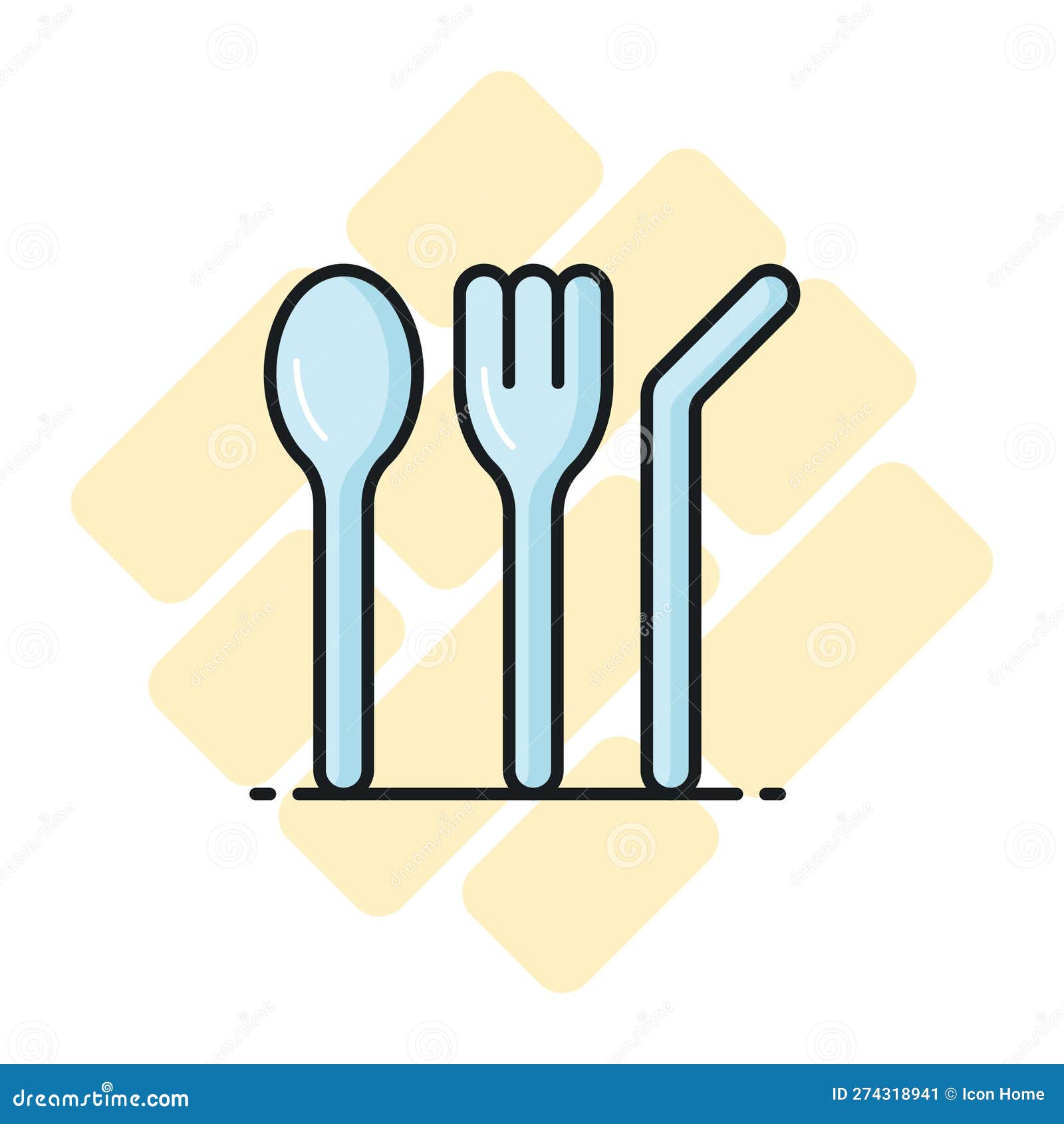 Reusable Utensils Vector Design in Modern Style, Isolated on White ...