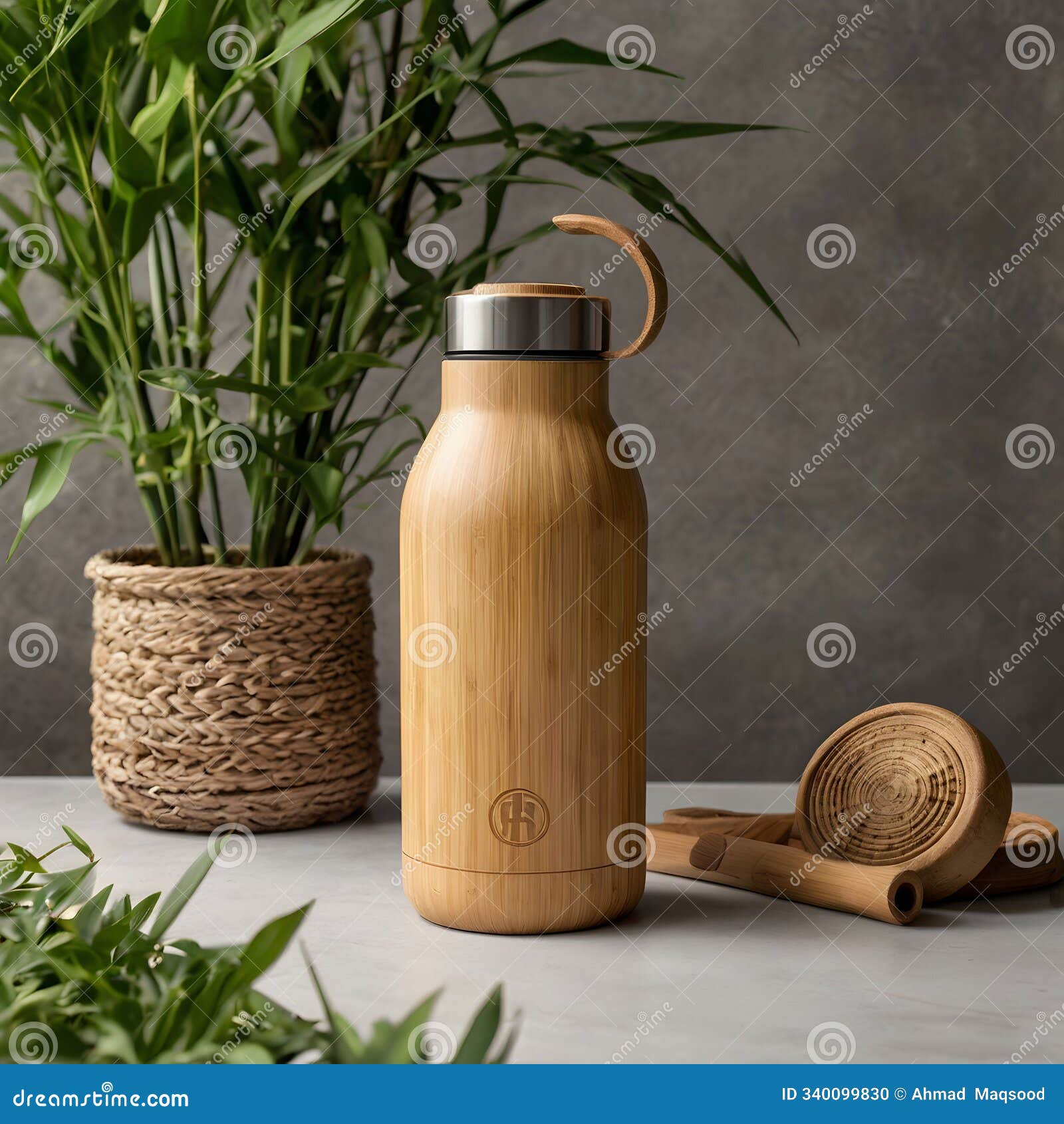 A Reusable Water Bottle and Bamboo Utensils Stock Photo - Image of ...