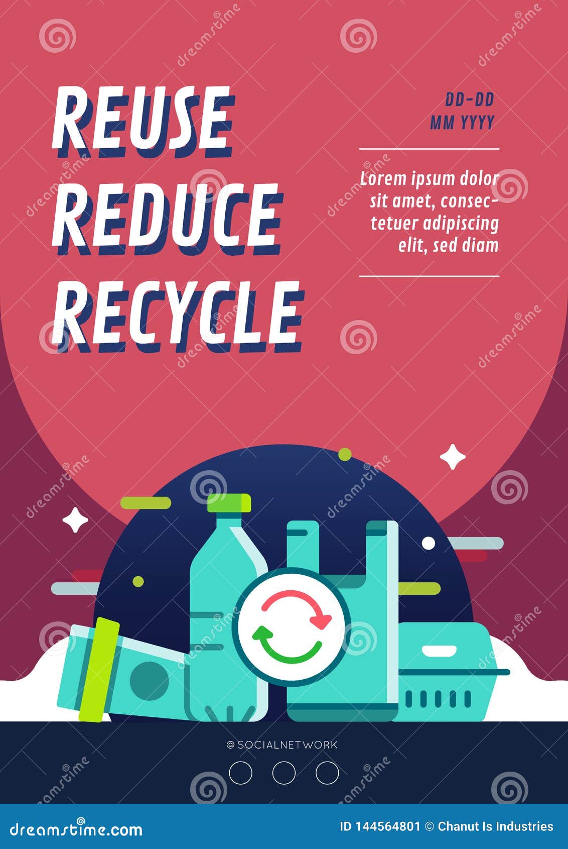 Reuse Reduce Recycle Campaign Poster Layout Stock Vector - Illustration ...